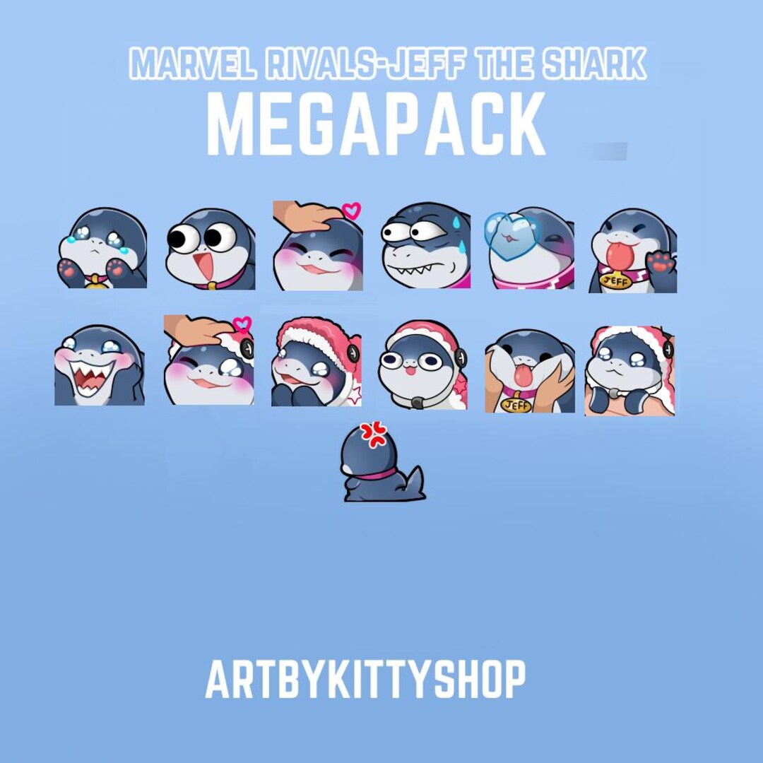 Jeff the Land Shark Mega Emote Pack 13x Static Emotes - Etsy