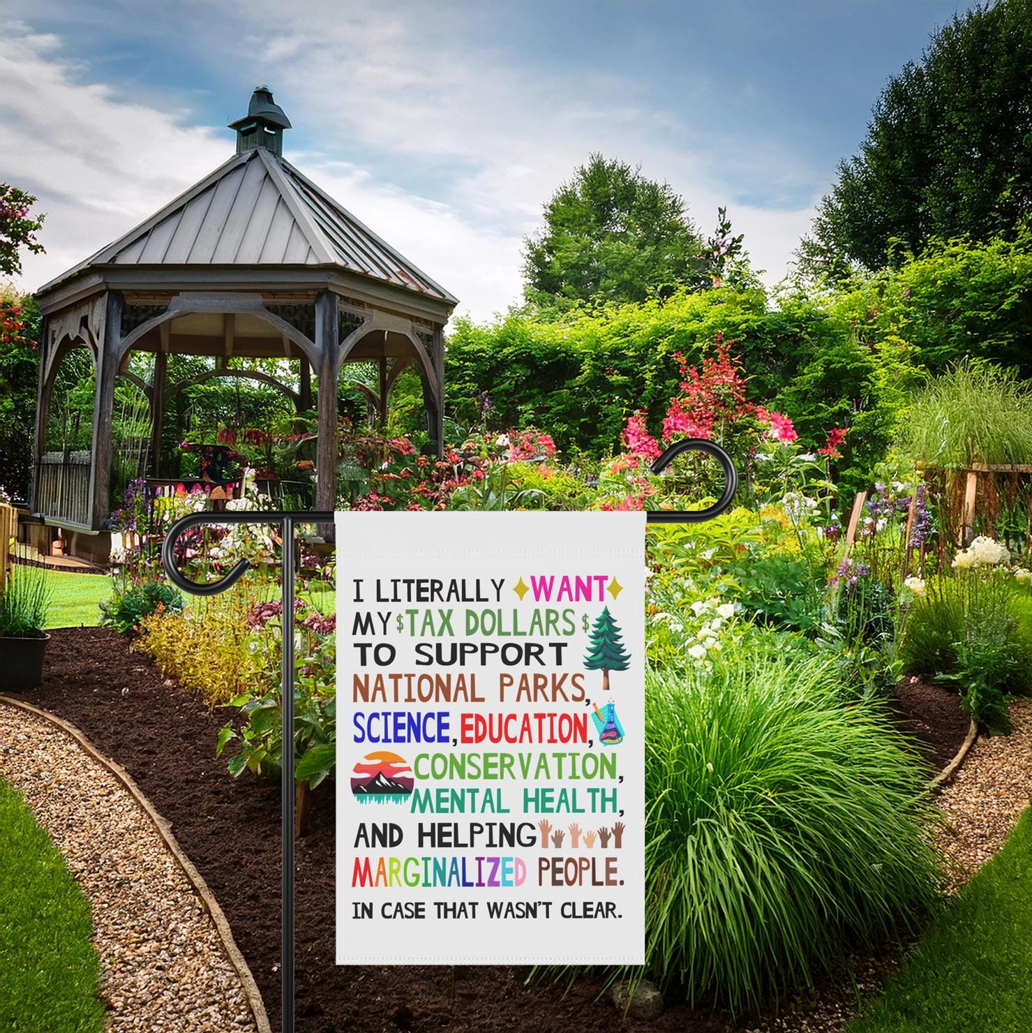 Activist Garden Banner, Progressive Yard Art, Tax Dollars© Political ...