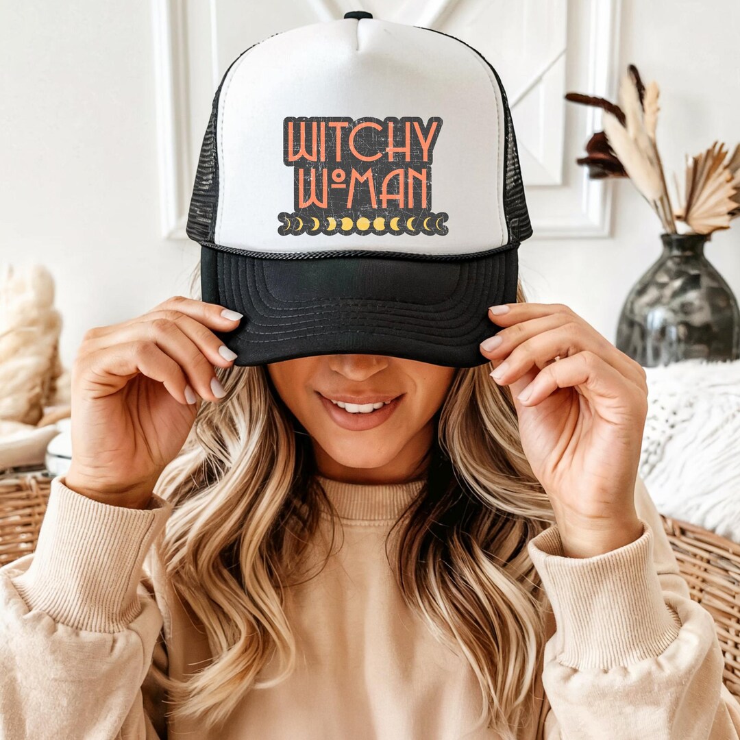 Witchy Woman Trucker Hat | Moon Phases Witchcraft Retro Baseball Cap ...