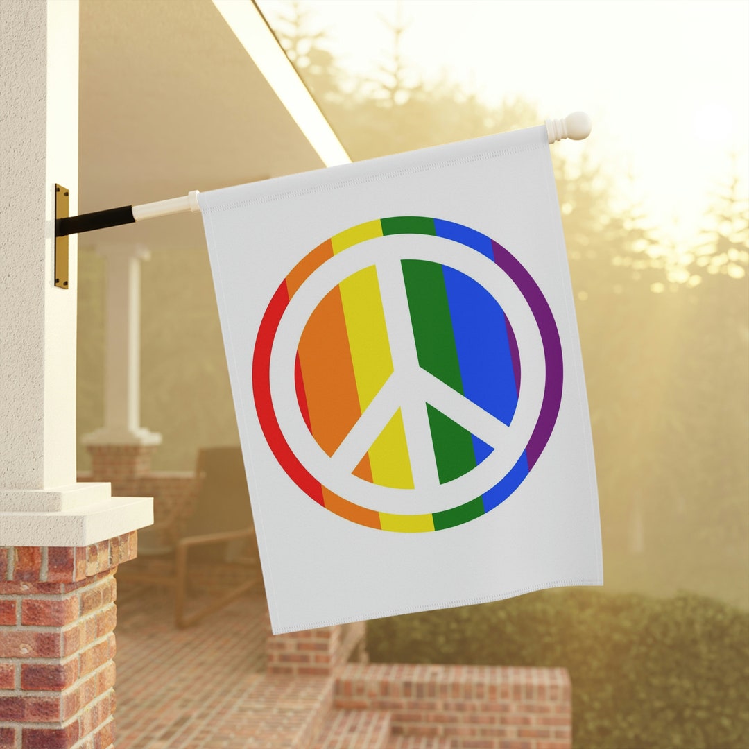 Rainbow Peace Sign House Banner LGBTQ Pride Flag, Equality & Ally Home ...