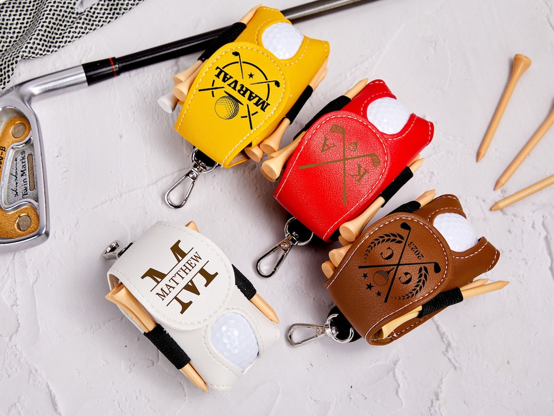 Golf Ball Bag-custom Golf Ball Holder-leather Golf Pouch-engraved ...