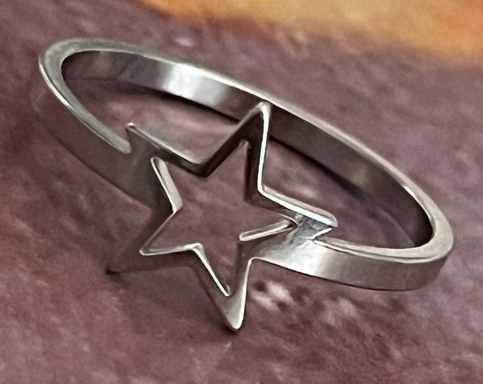 Stainless Steel Hollow Star Ring, Fashion Classic Casual Finger Ring ...