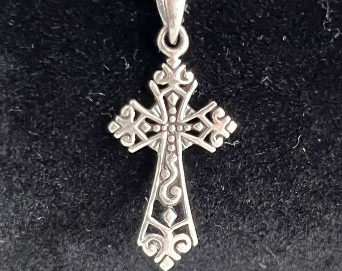 Sterling Silver Victorian Filigree Cross Pendant, Religious Jewelry ...