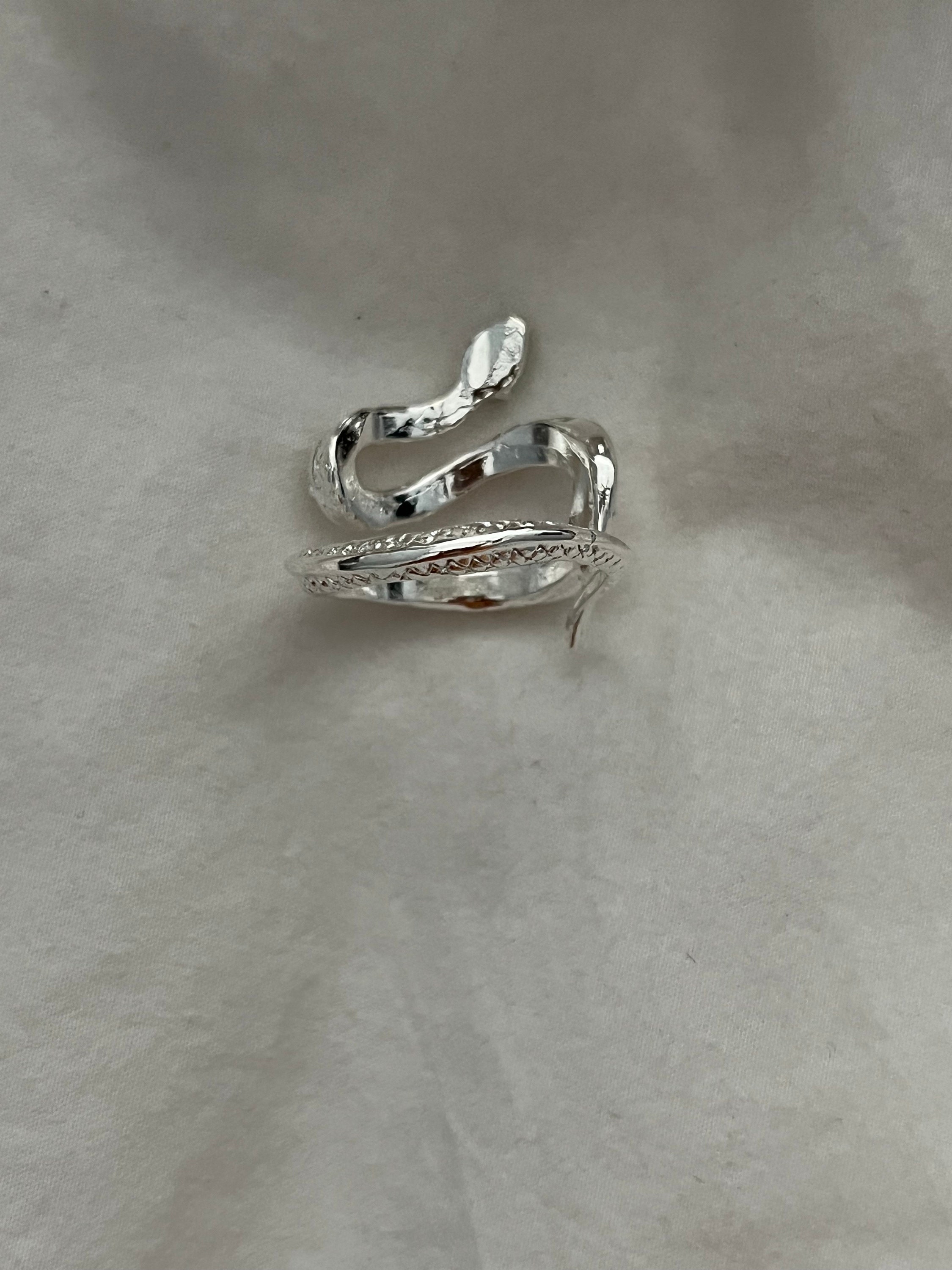 Snake Topaz Ring, Handmade Punk Jewelry, Sterling Silver Animal Design ...