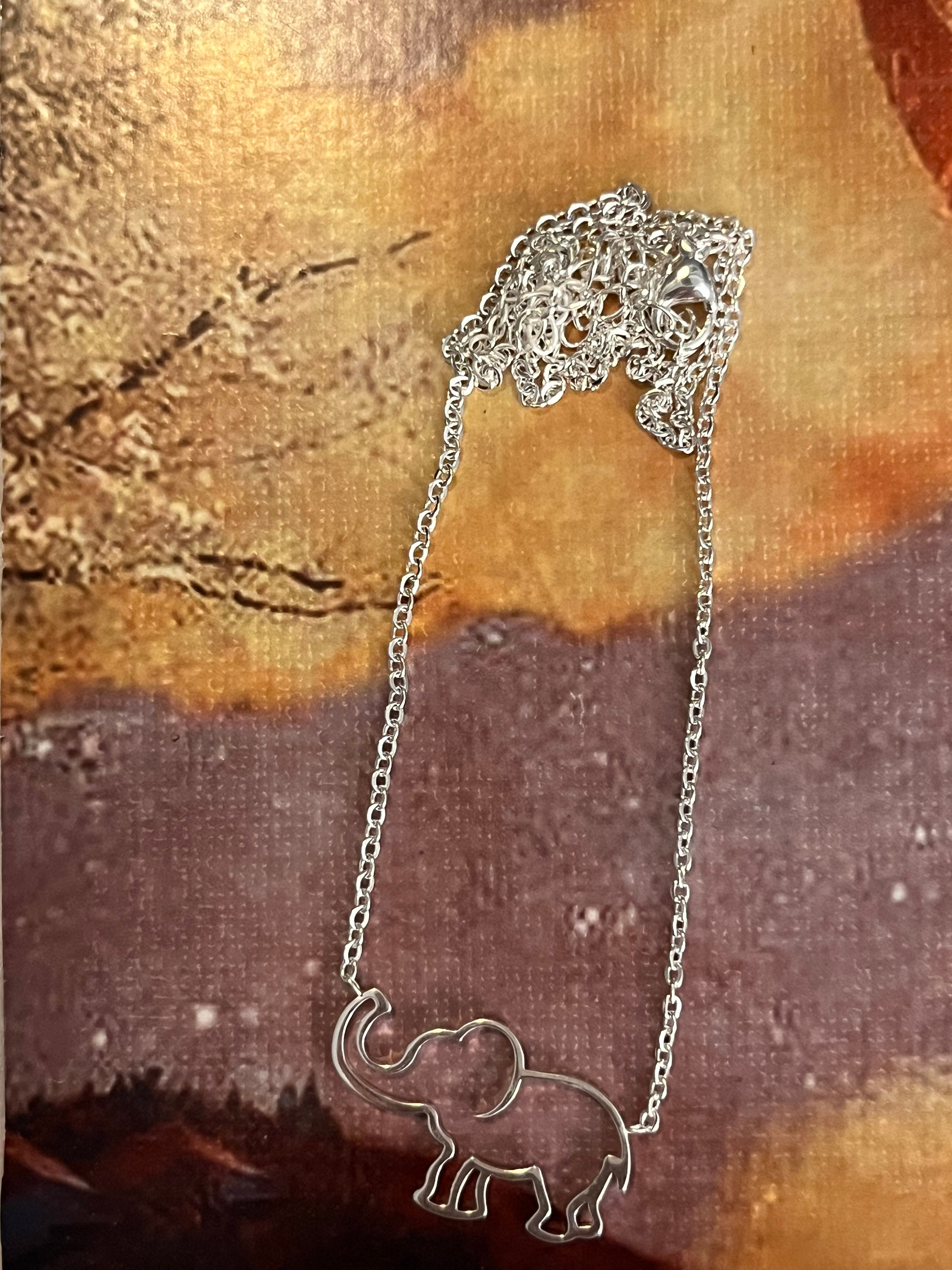 Lucky Hollow Out Elephant Clavicle Chain Elephant Jewelry, Stainless ...