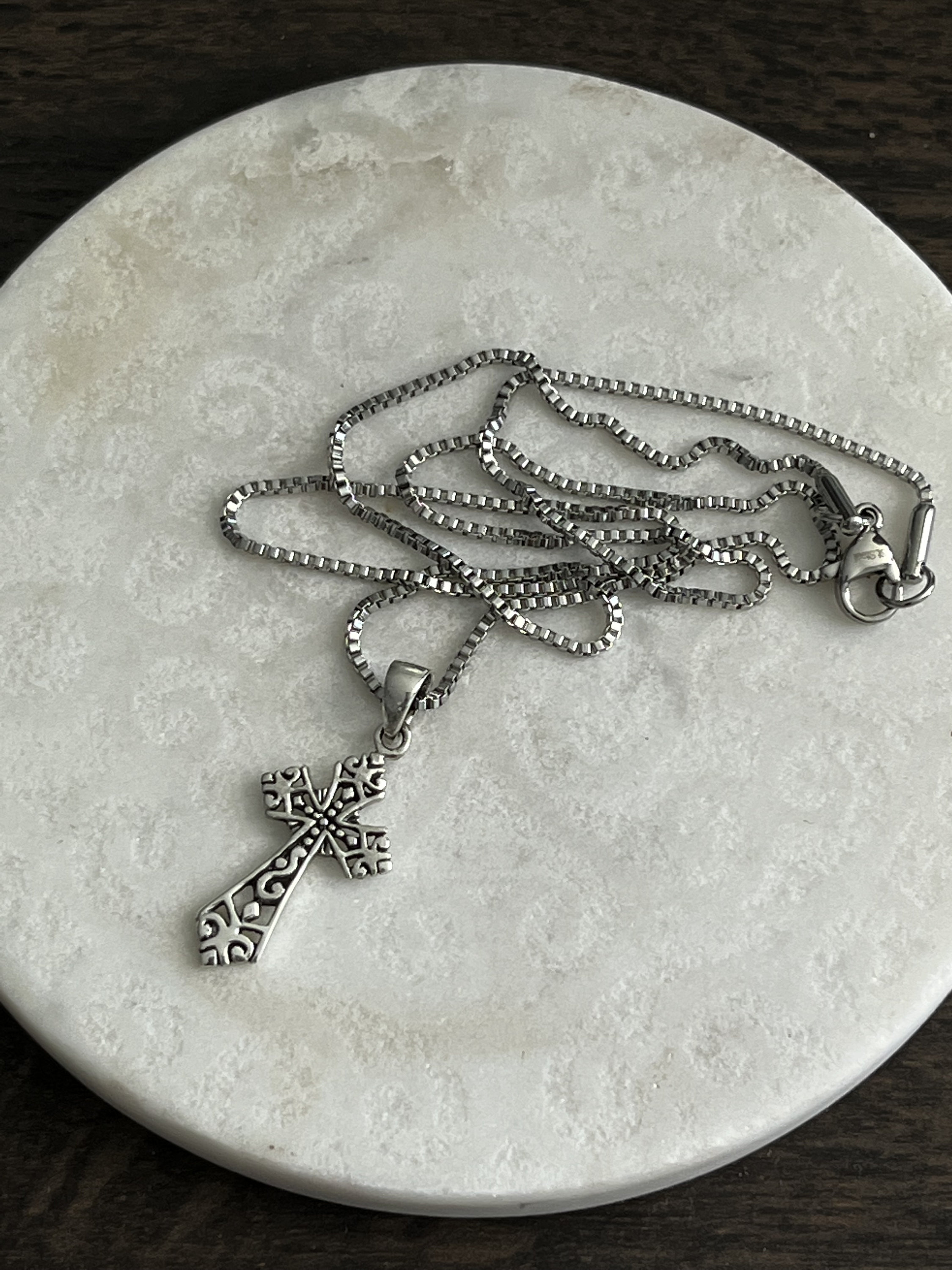 Sterling Silver Victorian Filigree Cross Pendant Necklace - Etsy