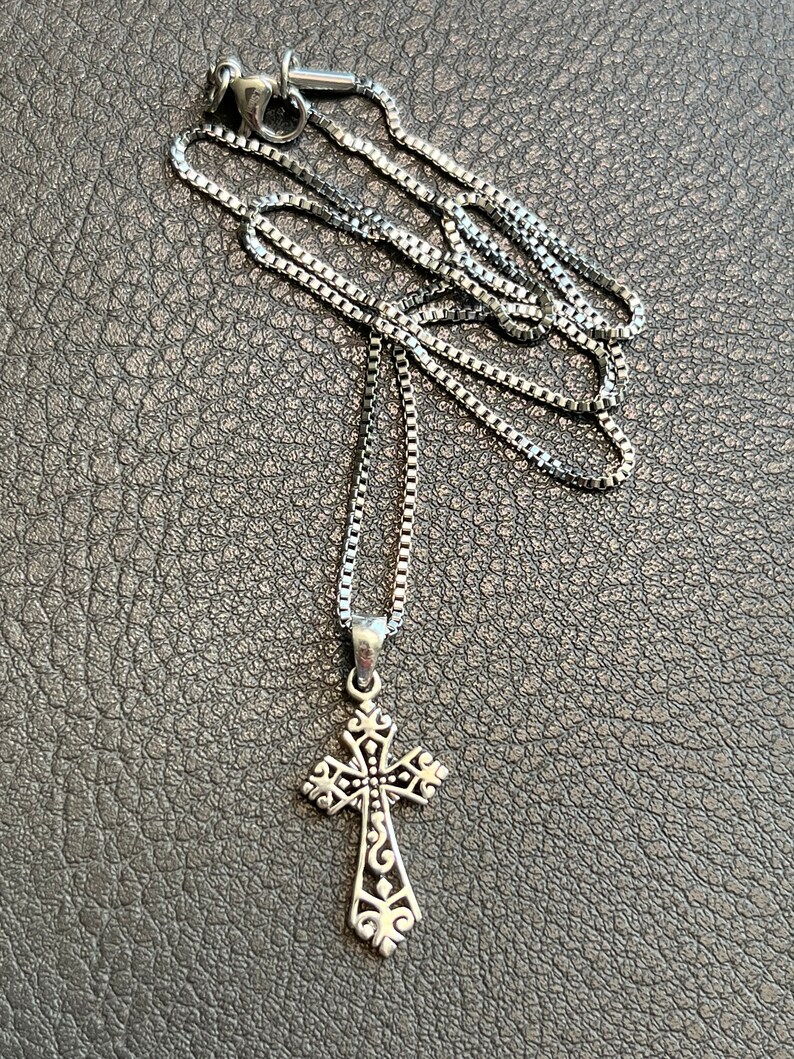 Sterling Silver Victorian Filigree Cross Pendant Necklace - Etsy