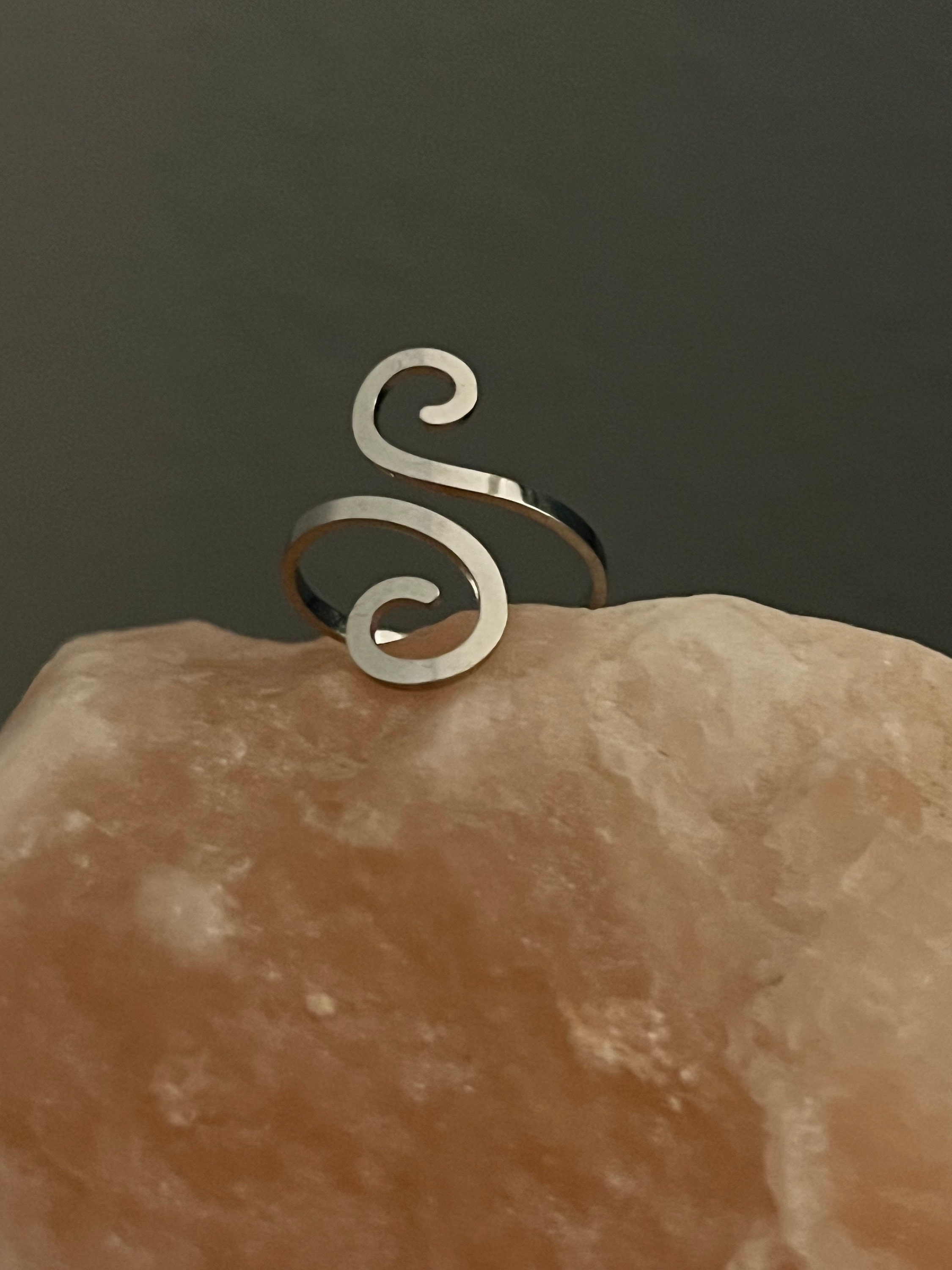 Men's Stainless Steel Curl Ring: Adjustable Open Finger Band - Etsy