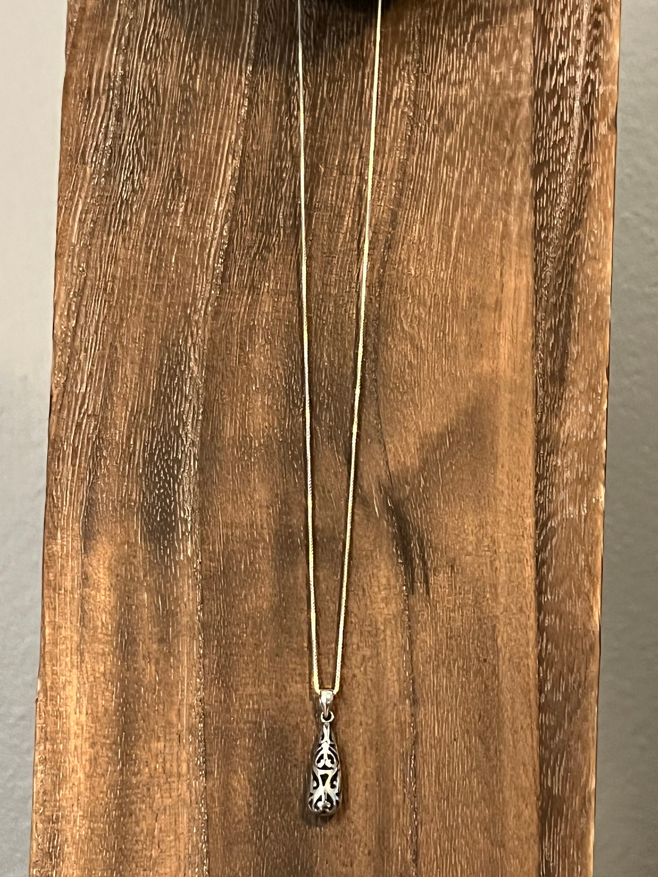 Filigree Teardrop Pendant, 925 Sterling Silver Teardrop Design Pendant ...