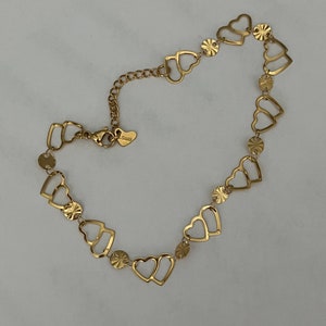 Stainless Steel Gold Love Heart Chain Ankle Bracelet, Exquisite Jewelry ...