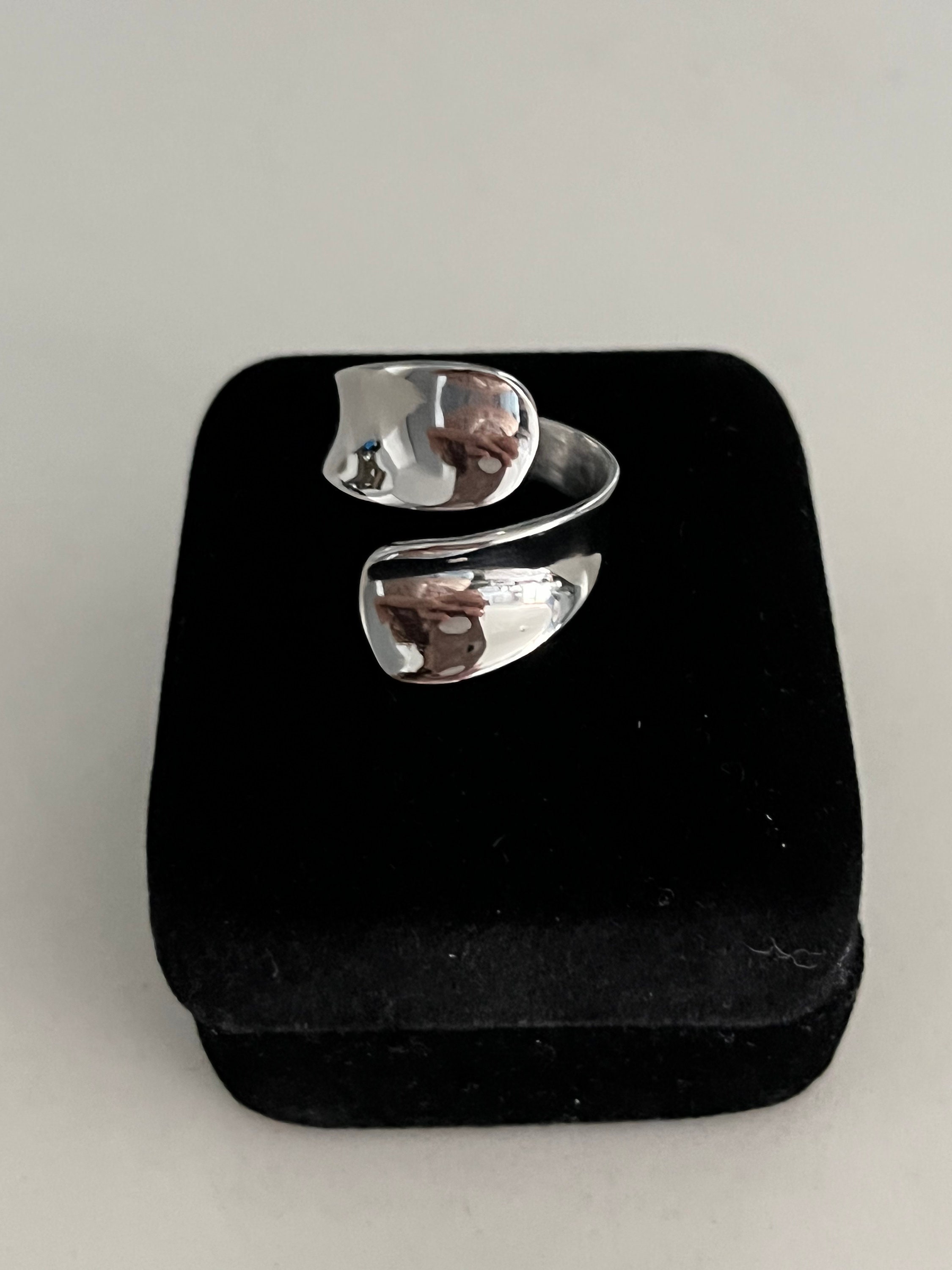 Stainless Steel Modern Double Spoon Ring, Large Spoon Ring, Silver ...