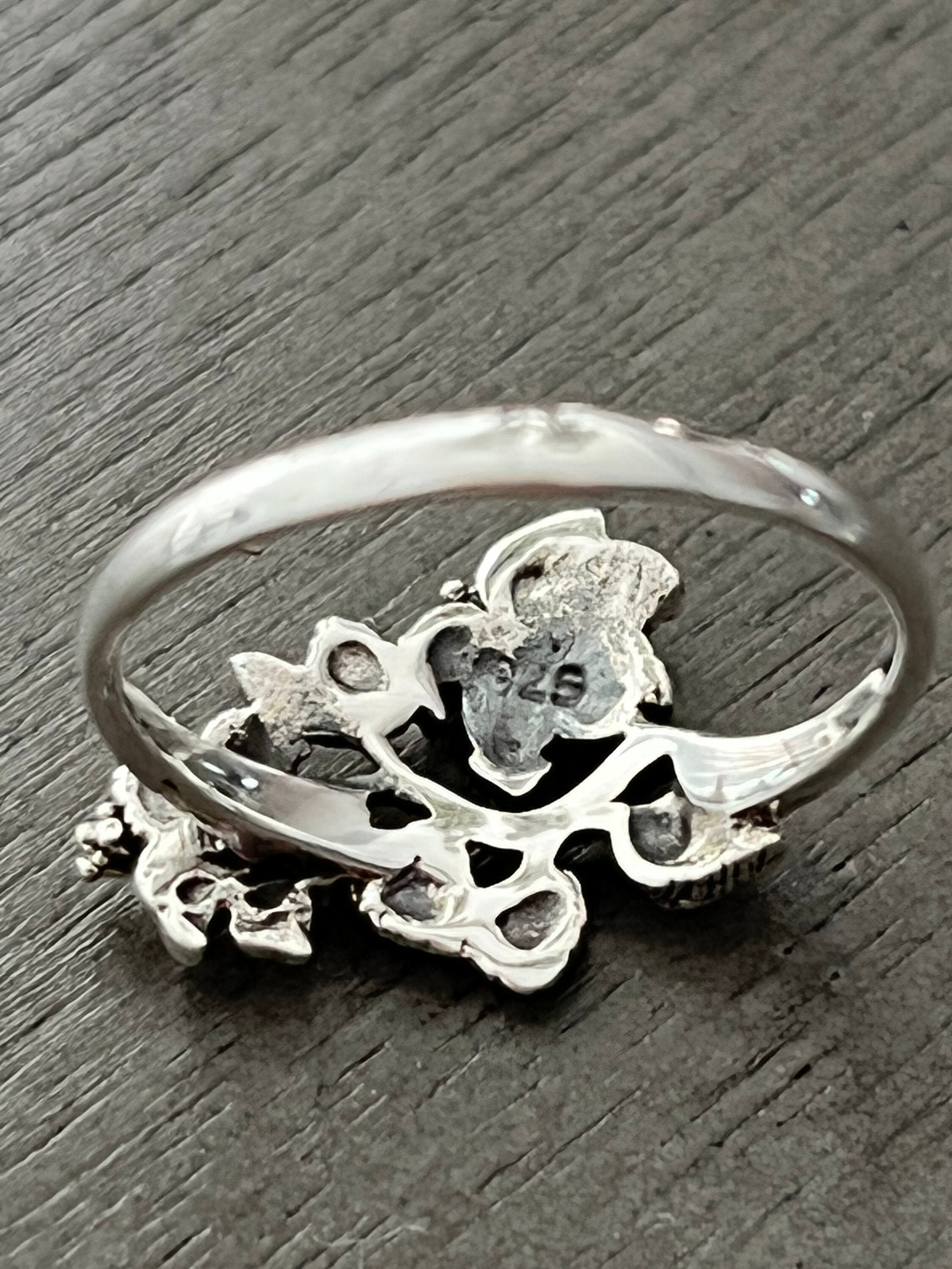 Sterling Silver Lilies and Leaves Ring - Floral Statement Ring - Etsy