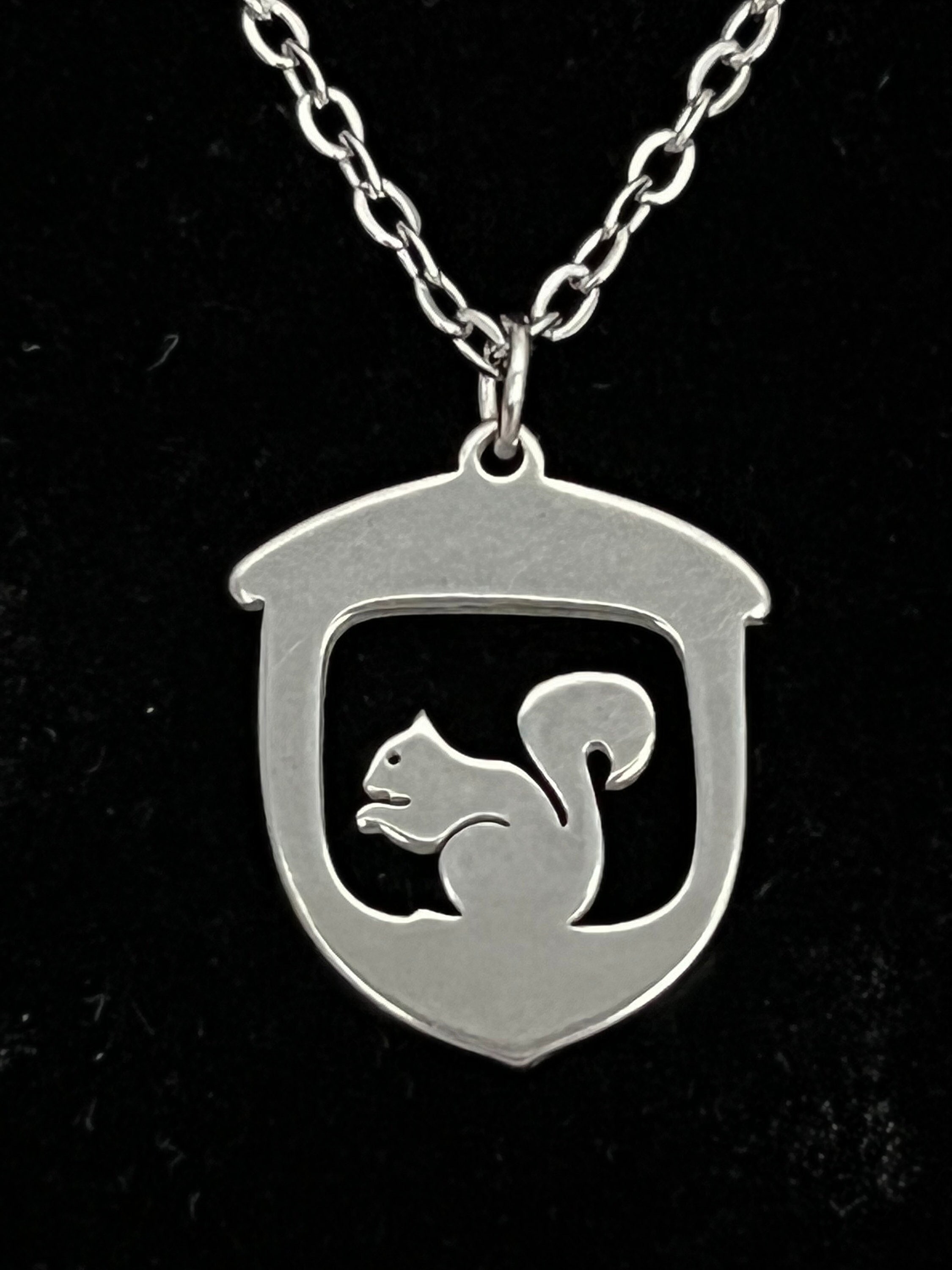 Cute Squirrel & Acorn Hollow Pendant Necklace, Choker Chains Stainless ...