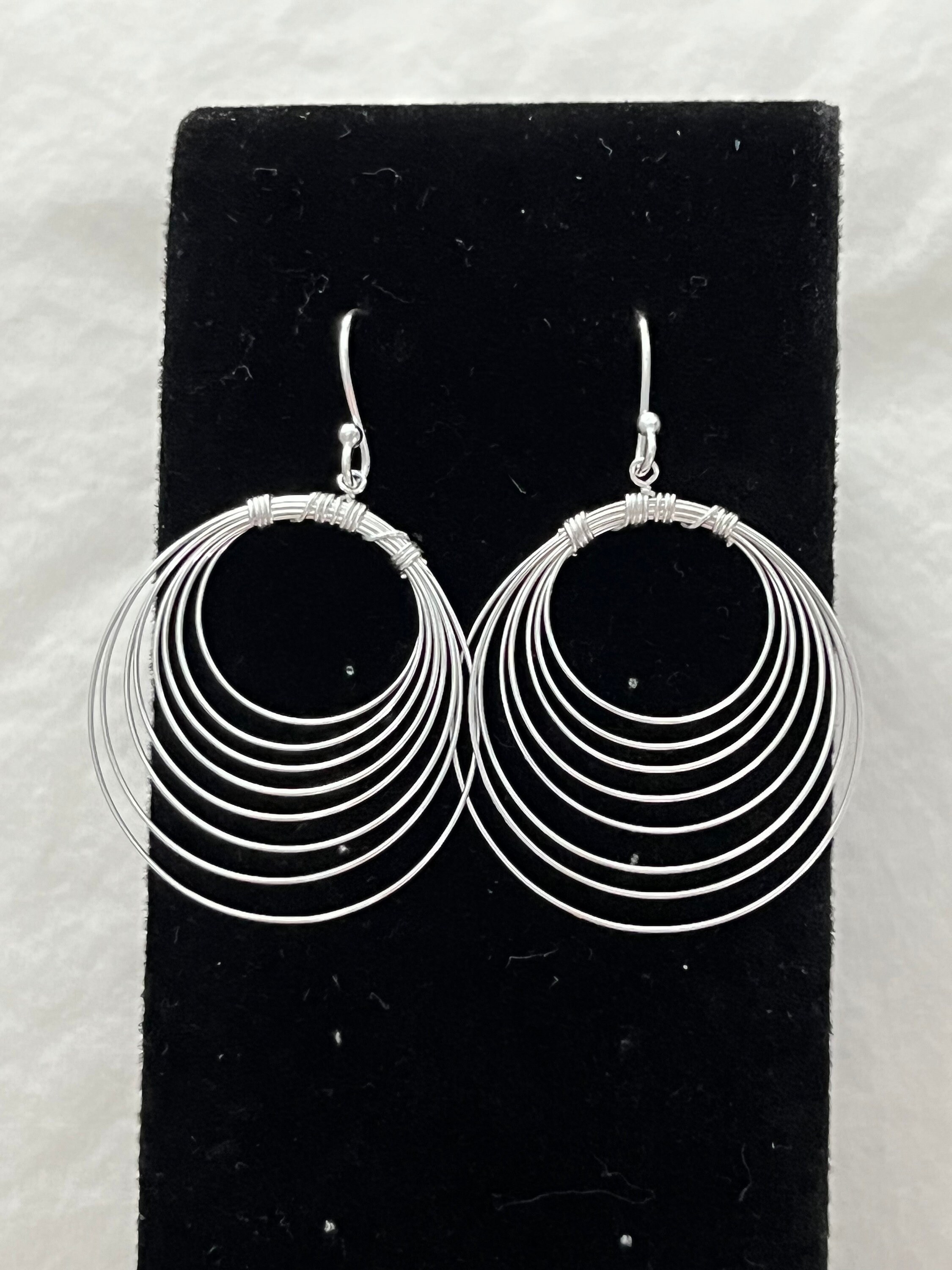 Sterling Silver Round Design French Ear Wire Dangle Earrings, Gift for ...