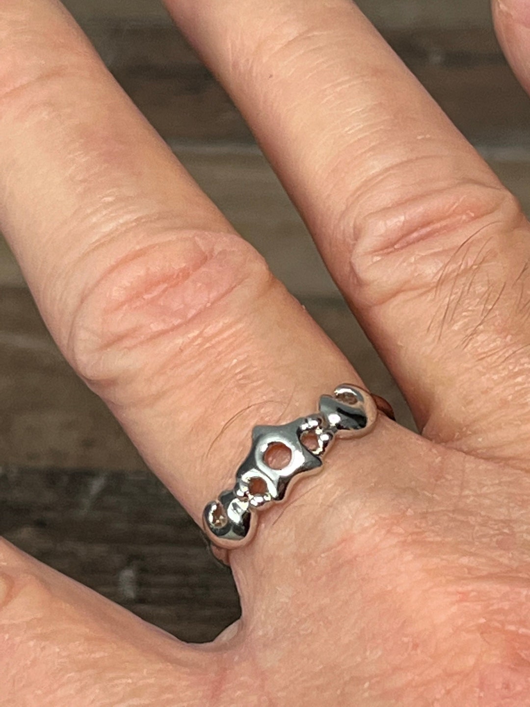 Sterling Silver Moon And Star Ring Celestial Star And Moon Ring Open