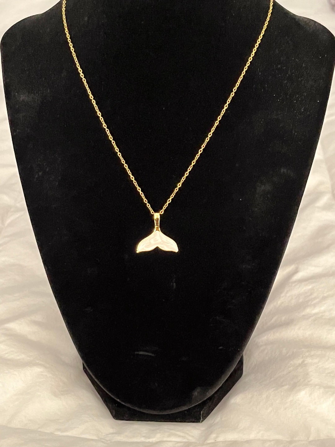 White Shell Mermaid Tail Pendant: Gold Titanium Steel Necklace - Etsy