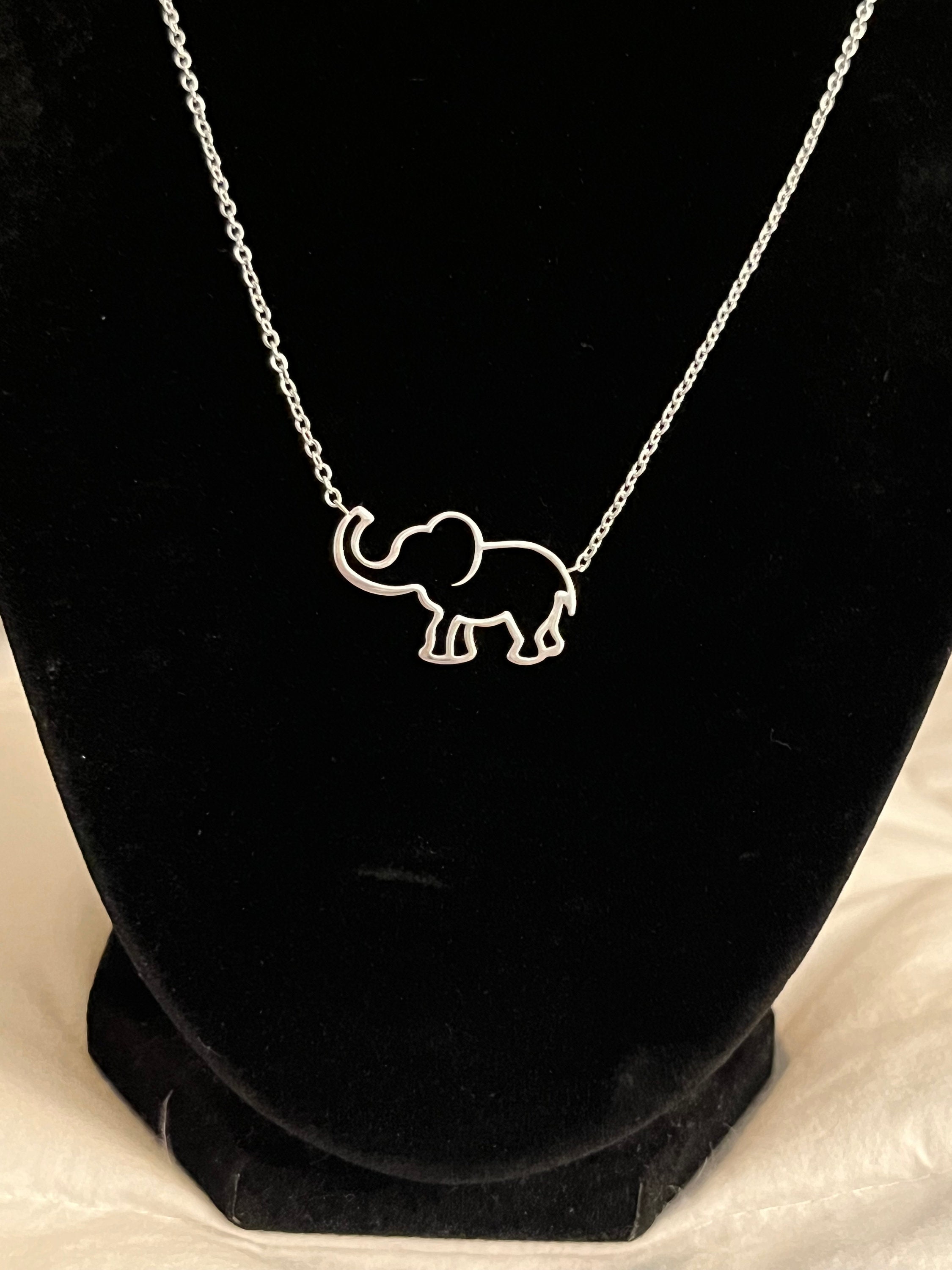 Lucky Hollow Out Elephant Clavicle Chain Elephant Jewelry, Stainless ...