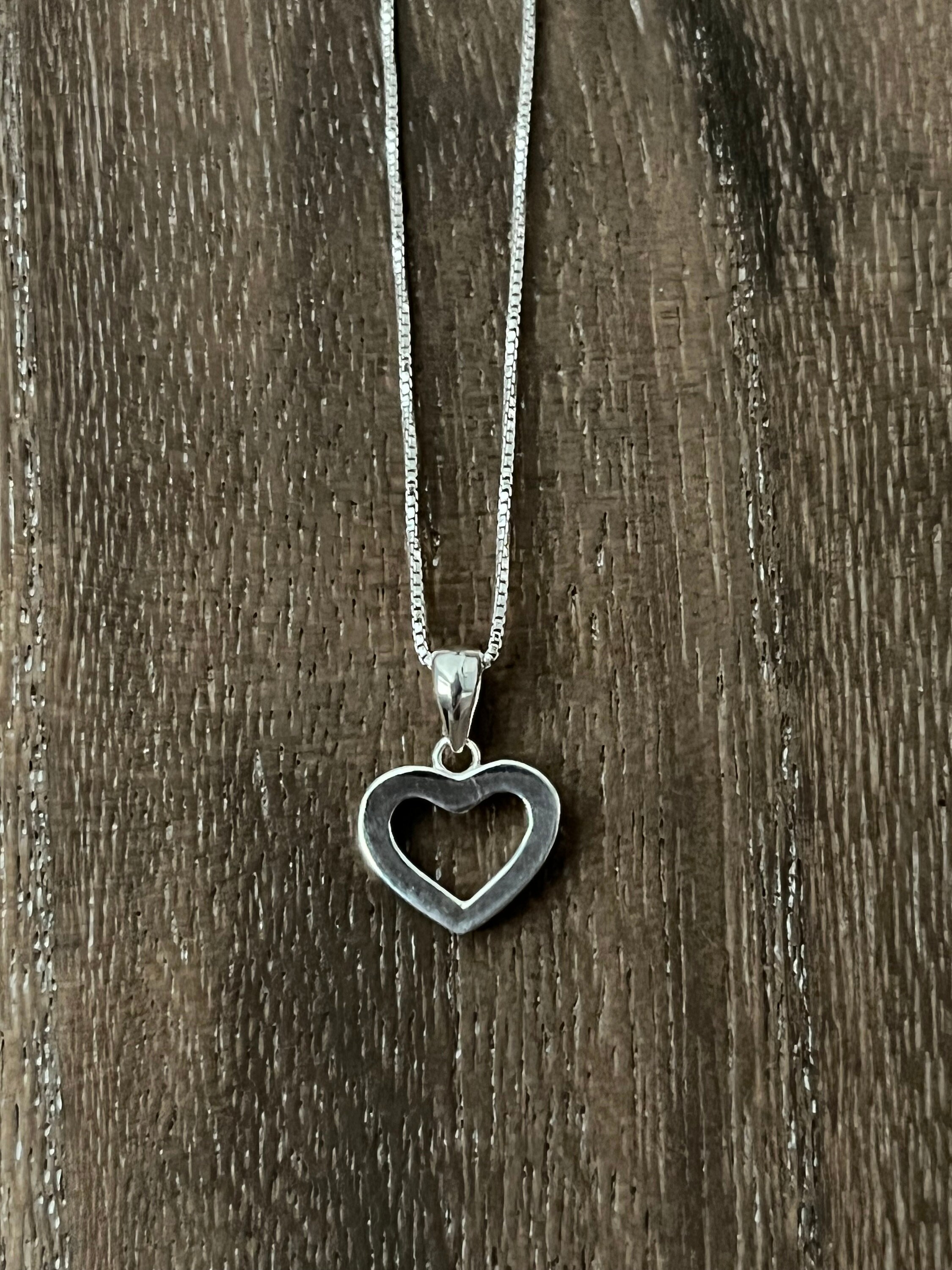 Sterling Silver Heart Pendant Necklace: Minimalist Depth Heart Jewelry ...