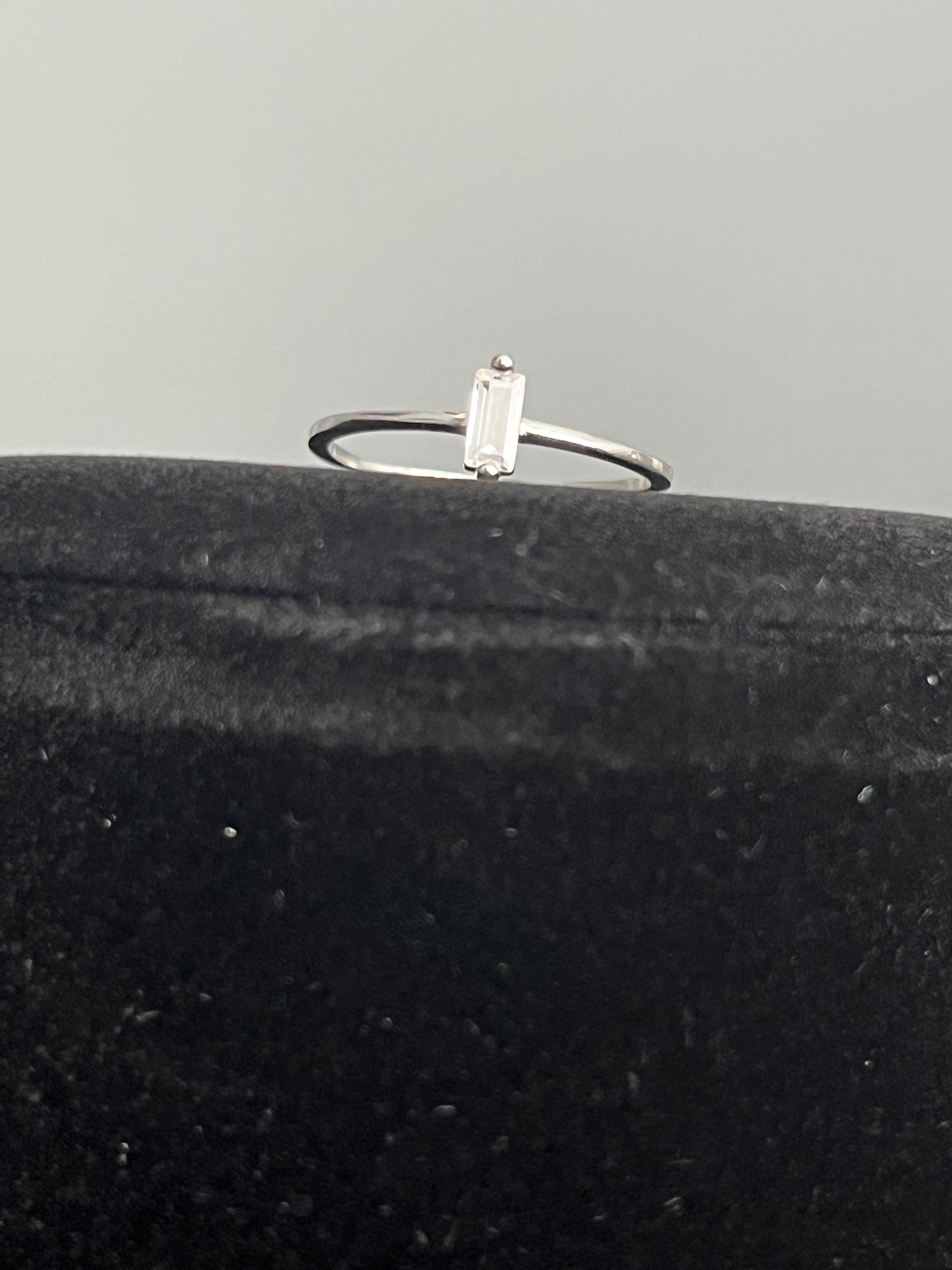 925 Sterling Silver Rectangular Ring: Geometric CZ, Size 7 - Etsy