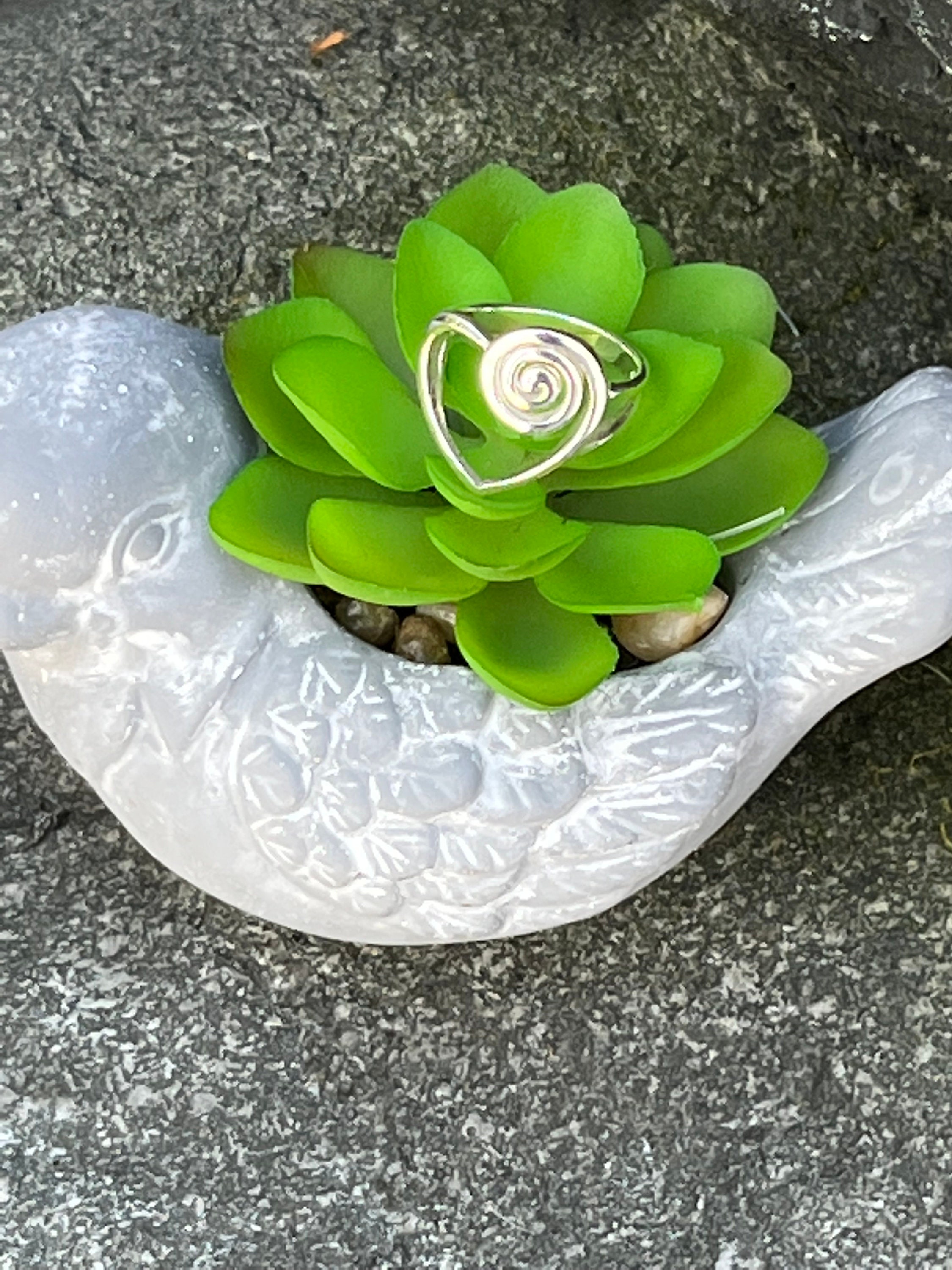 Sterling Silver Heart Ring, 925 Silver Heart With Swirl on One Side ...