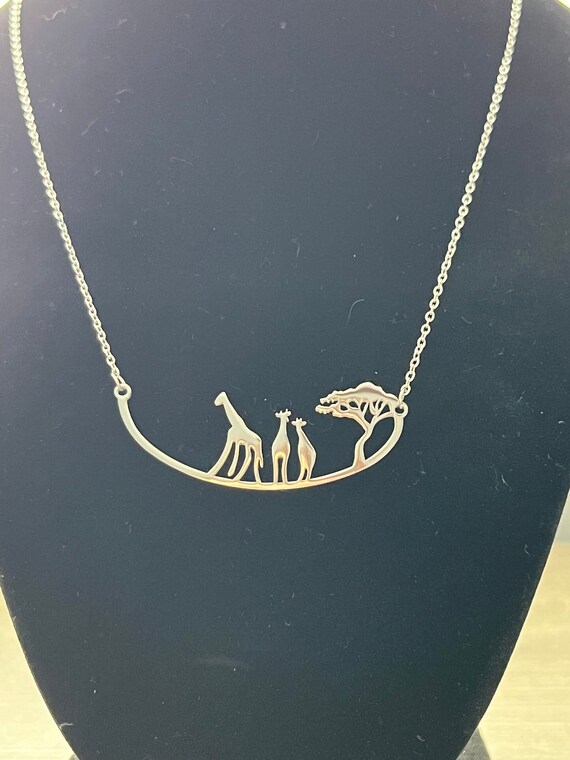 Family of Giraffes Family Tree Pendant Necklace, Stai… - Gem