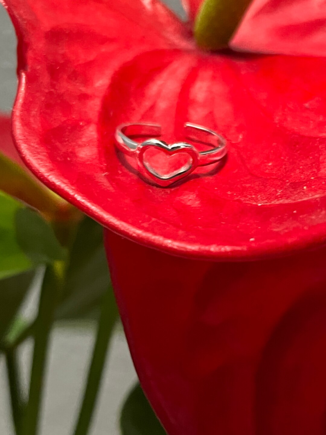 Sterling Silver Open Heart Toe Ring, Adjustable Toe Ring, Dainty Toe ...