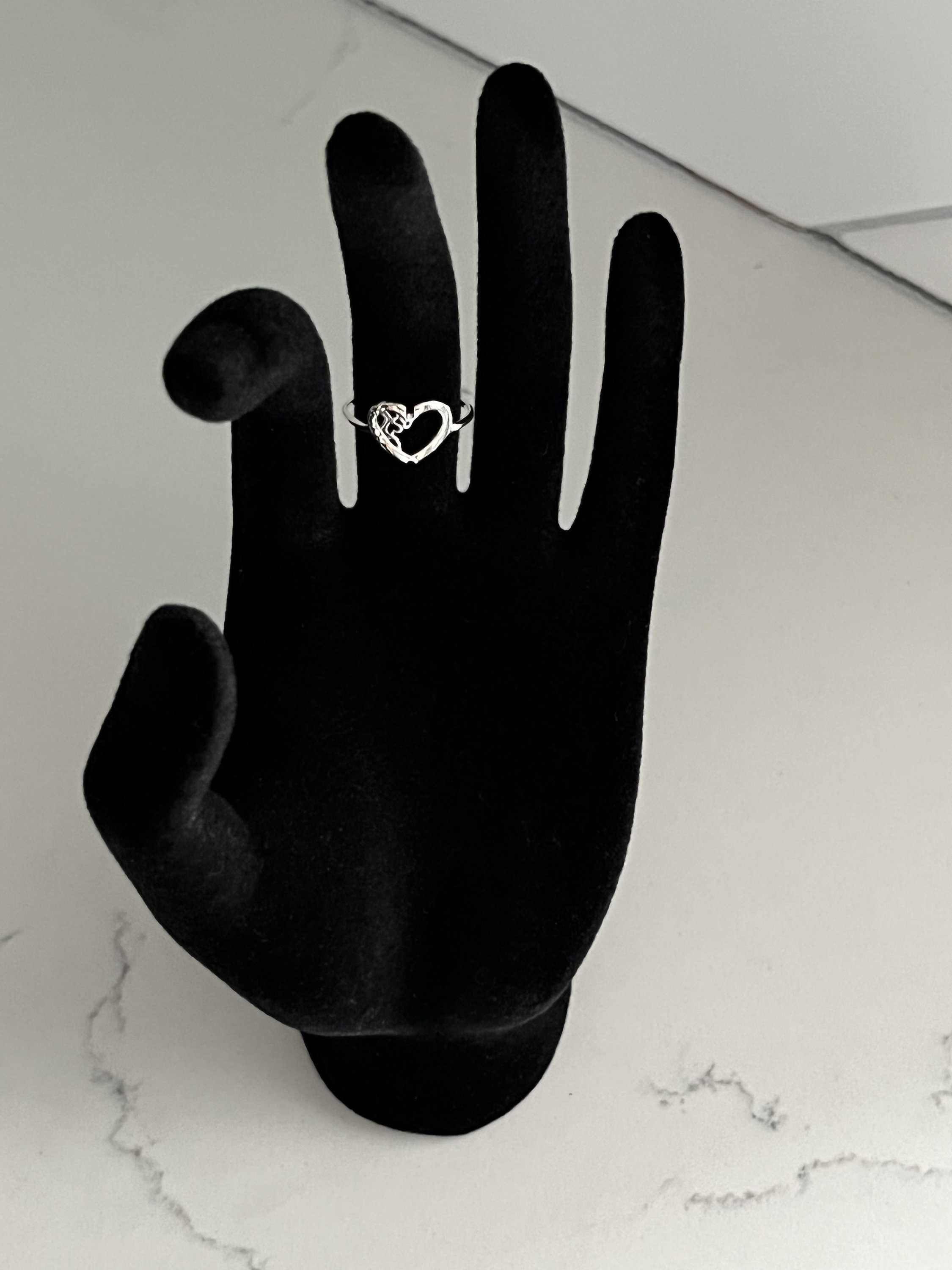 Love Heart Oxidized Sterling Silver Ring Statement Ring for - Etsy