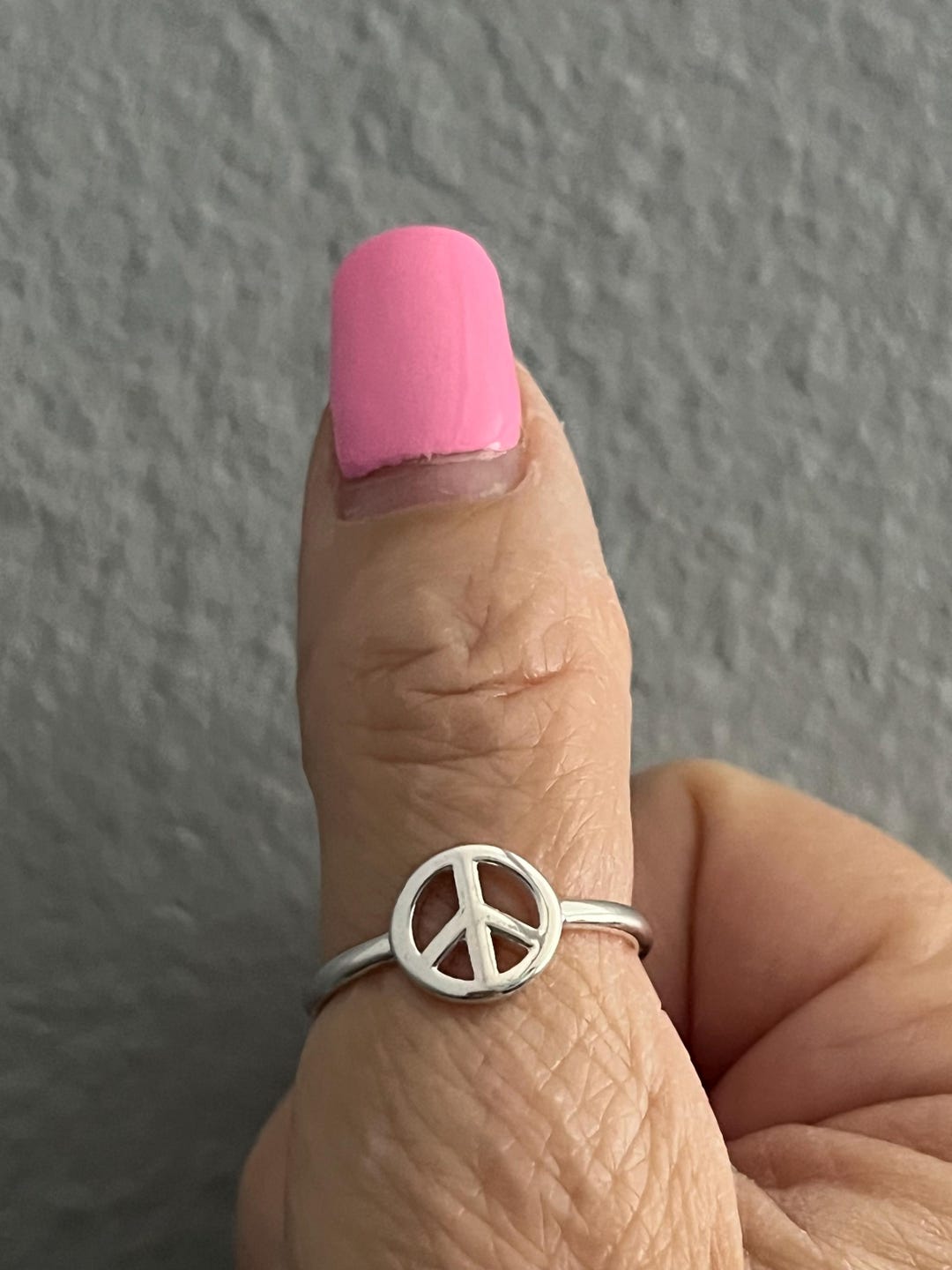 Sterling Silver Peace Sign Ring - Size 9 - Etsy