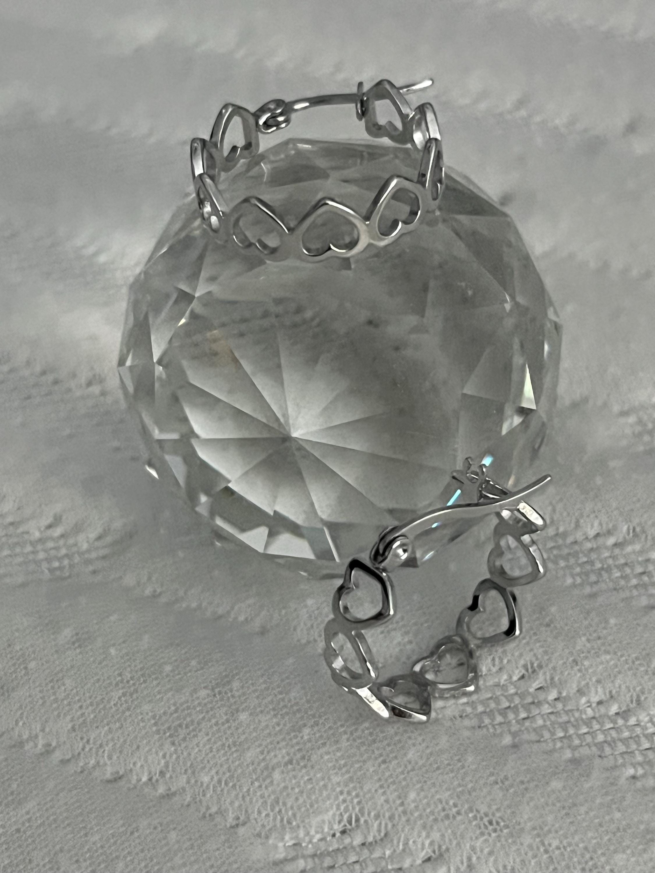 Heart Pattern Hoop Earrings: Stainless Steel Retro Jewelry - Etsy