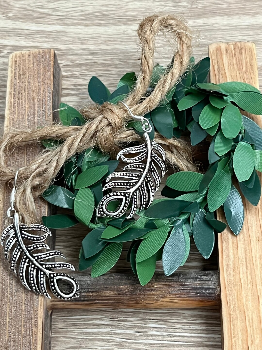 Leaf Crawler Feather Design Earrings Sterling Silver Oxidized - Etsy