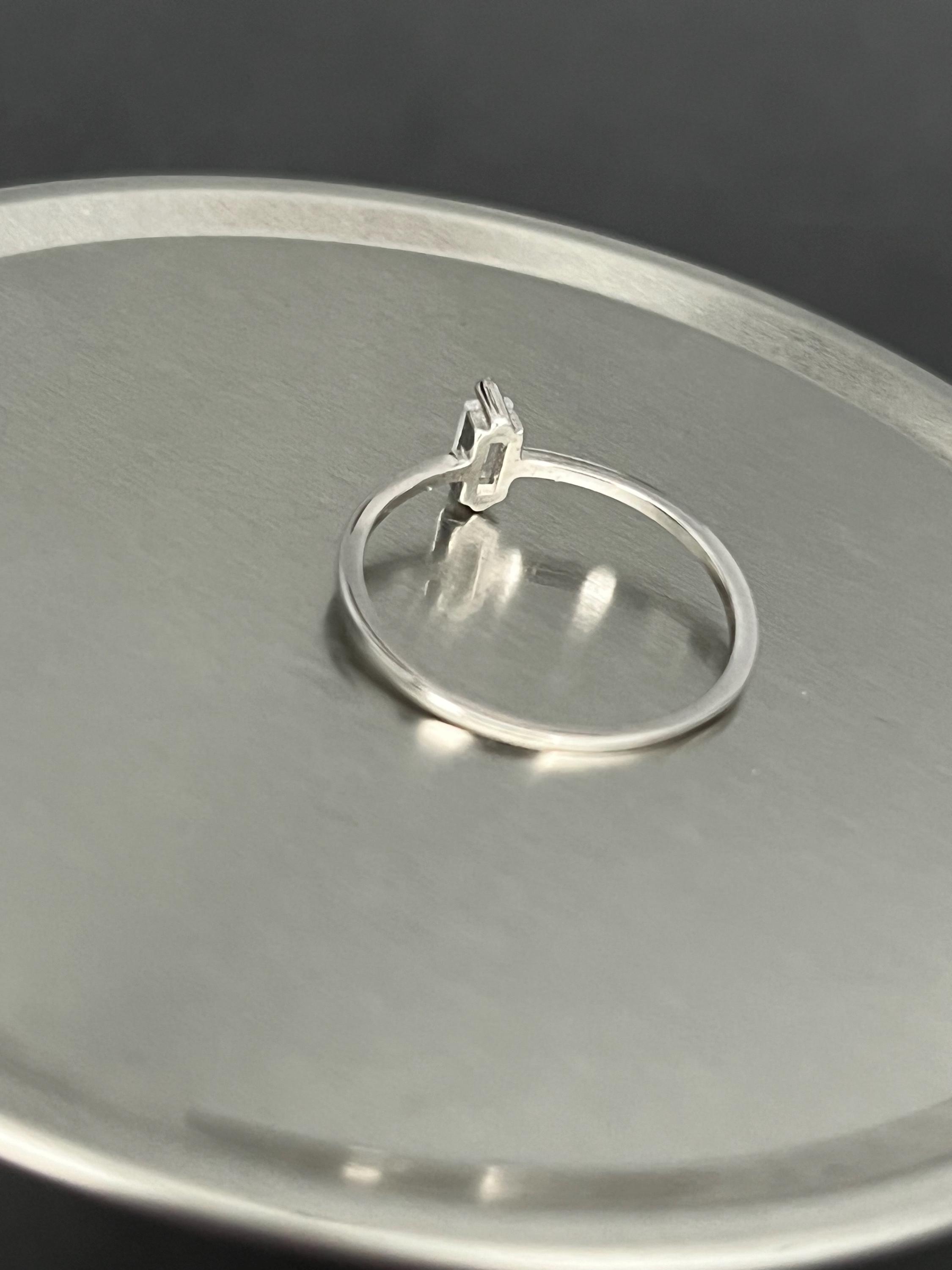 925 Sterling Silver Rectangular Ring: Geometric CZ, Size 7 - Etsy