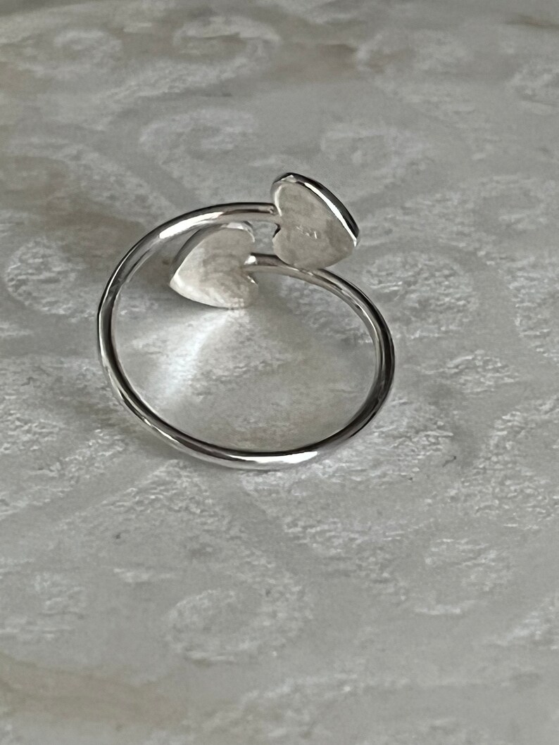 Double Heart Sterling Silver Adjustable Ring: Dainty Love Jewelry - Etsy