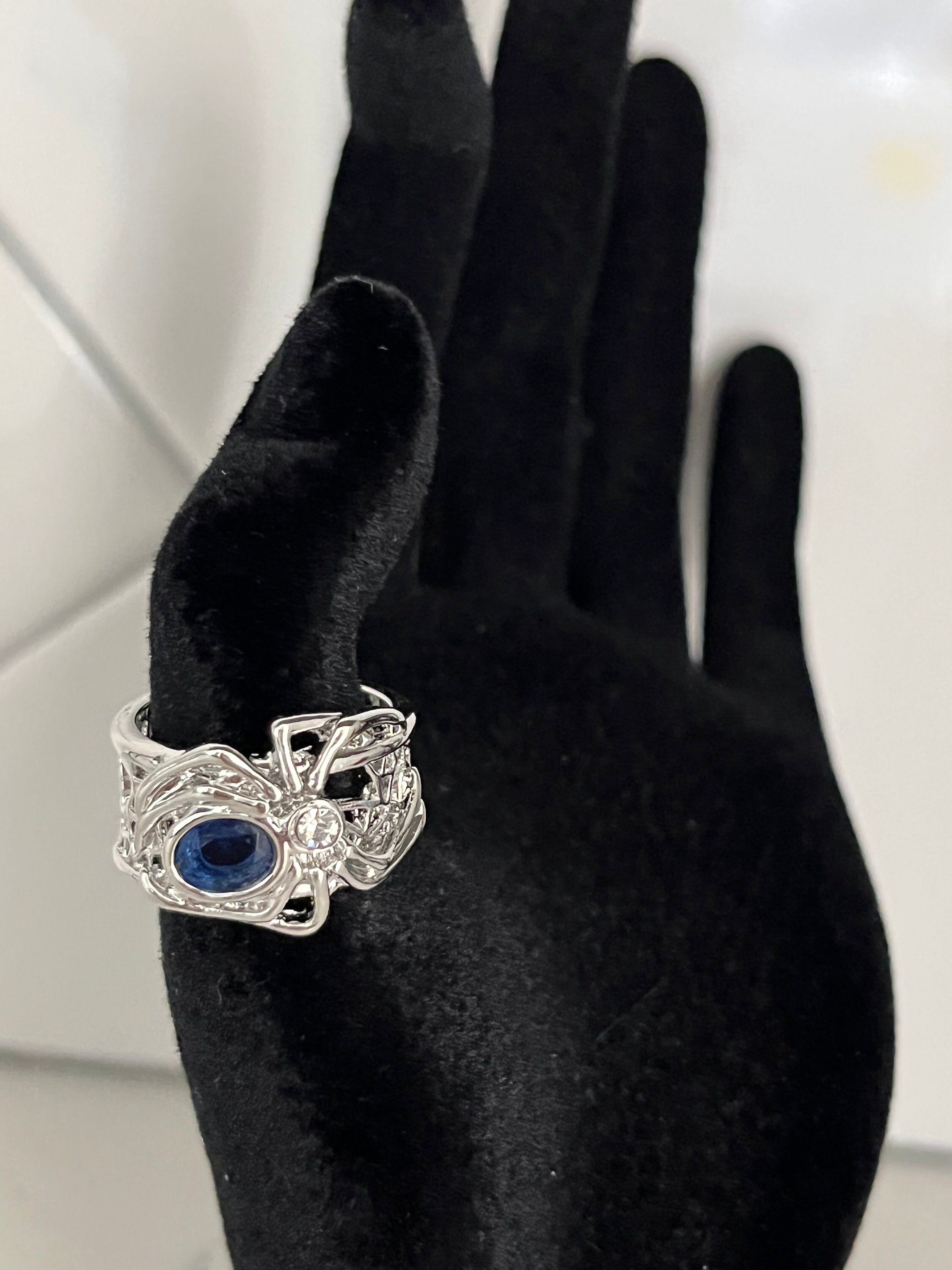 Spider Inlaid Blue & White Zircon Ring, 925 Sterling Silver Gothic Ring ...