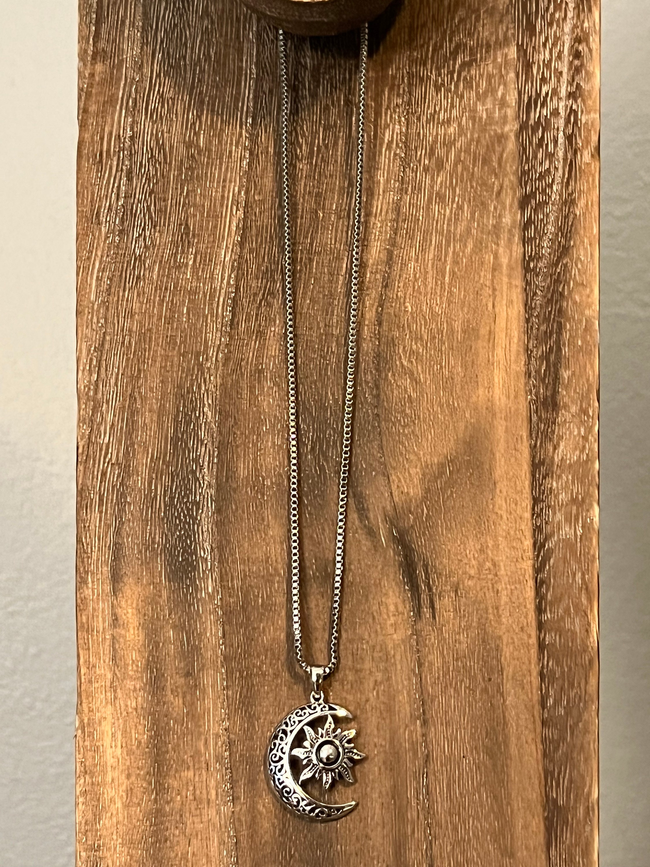 Moon & Sun Celtic 925 Sterling Silver Pendant, Stainless Steel Box ...