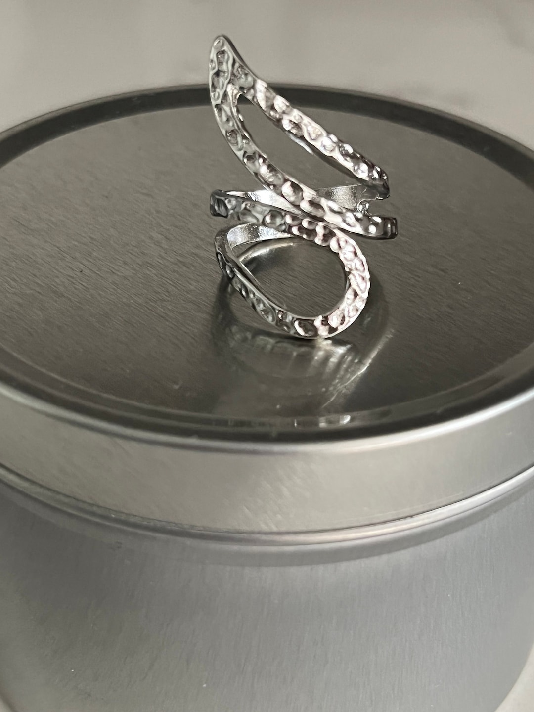 Boho Style Wrap Ring, Adjustable Wrap Ring, Sterling Silver Simple ...