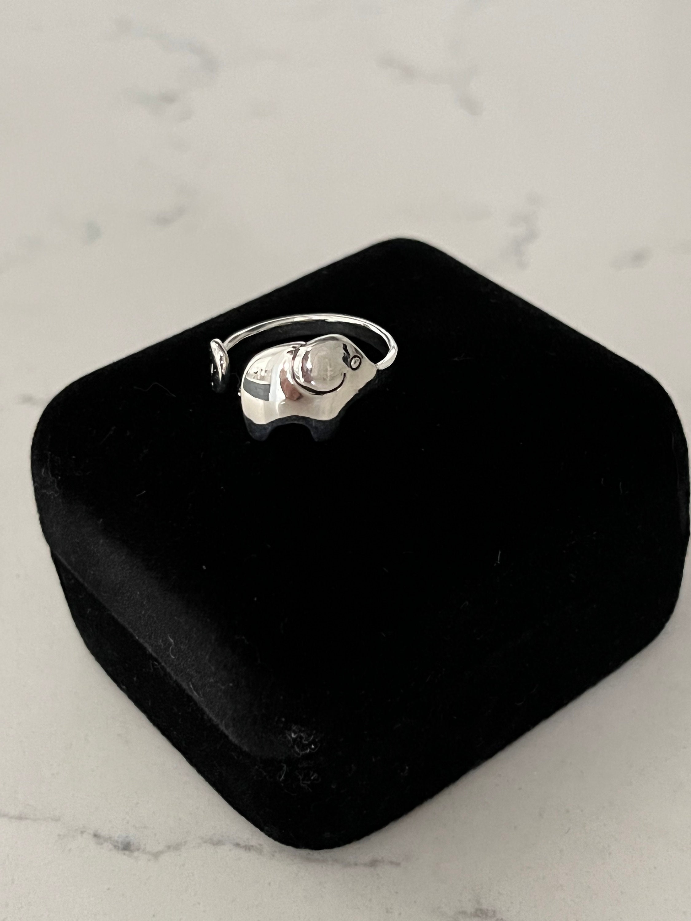 Sterling Silver Elephant With Long Trunk Ring, Animal Lover Jewelry ...
