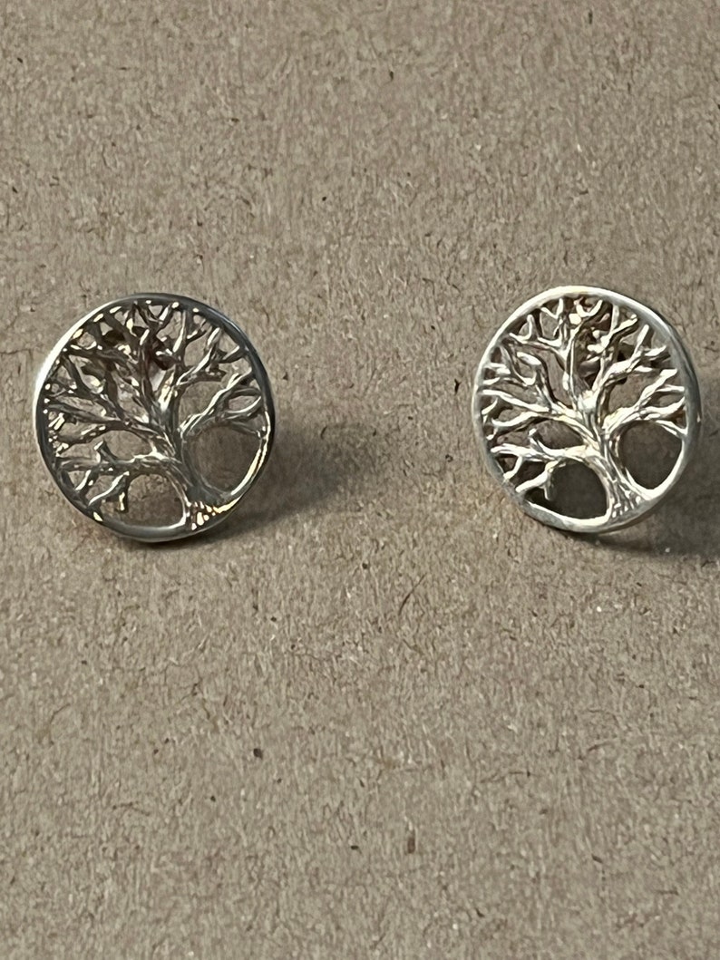 Tiny Tree of Life Stud Earrings, Silver Tree of Life Jewelry, Silver Family Tree Earrings, Gift ...