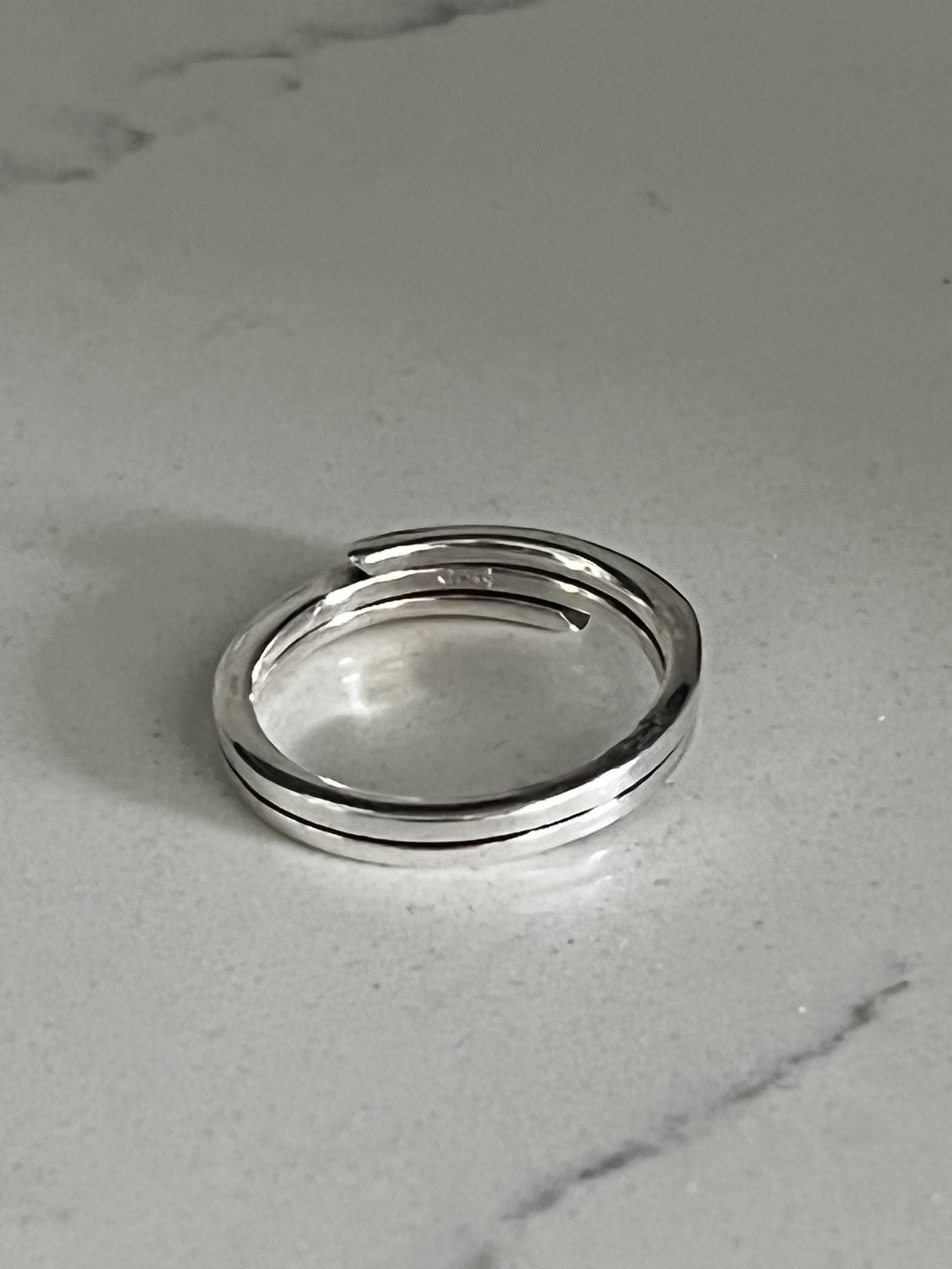 Sterling Silver Heavy 3-line Ring, Silver Band Ring, Simple Silver Band ...