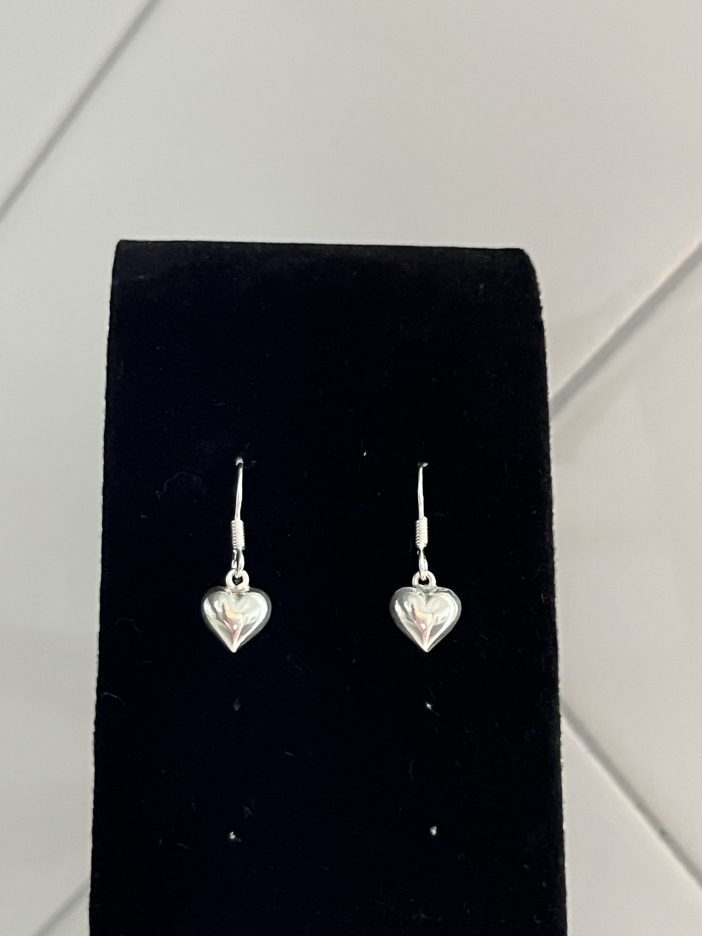 Love Puff Heart Sterling Silver Hook Drop Dangle Earrings - Etsy