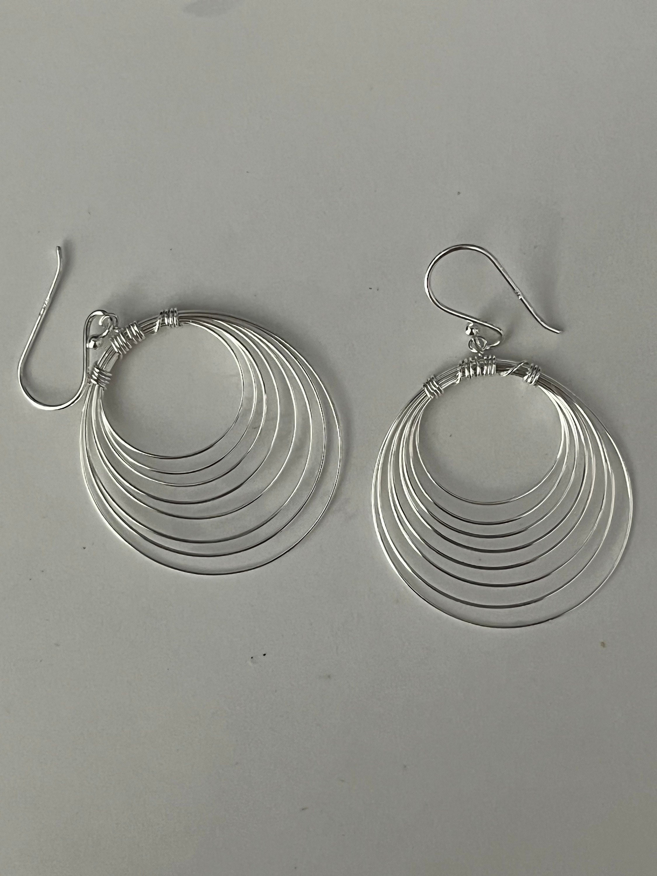 Sterling Silver Round Design French Ear Wire Dangle Earrings, Gift for ...