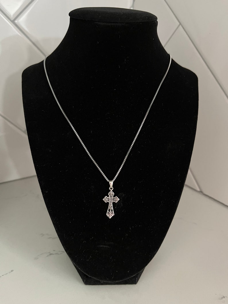 Sterling Silver Victorian Filigree Cross Pendant Necklace - Etsy