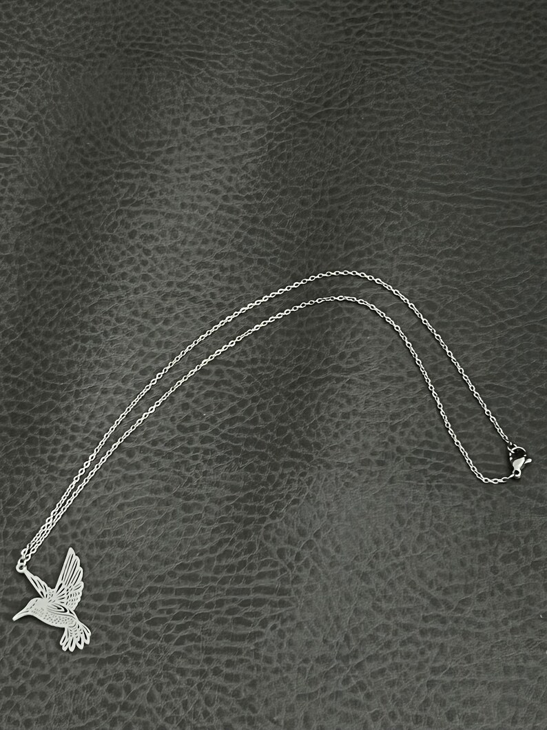 Elegant Stainless Steel Hummingbird Pendant Necklace: Minimalist ...