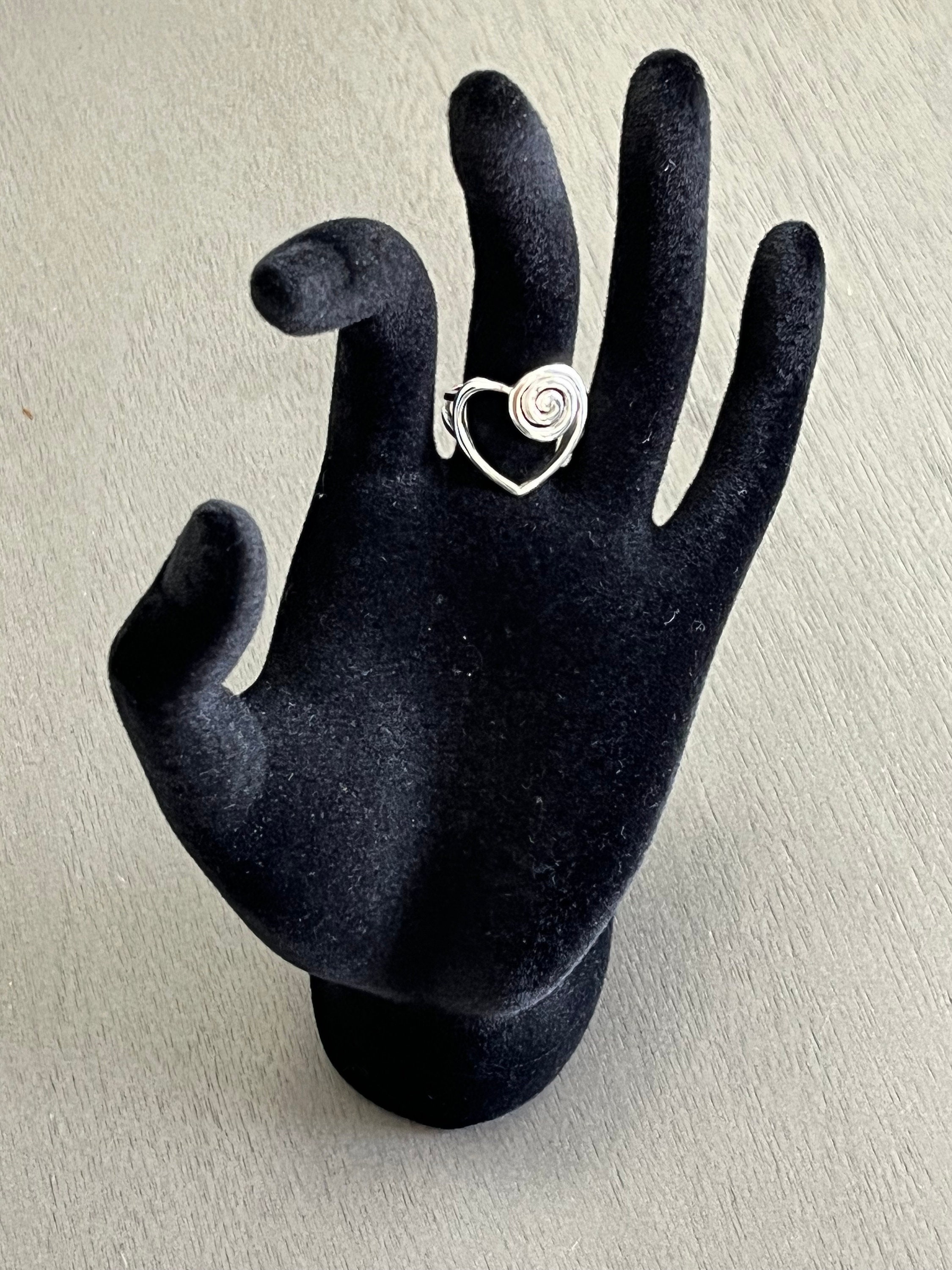 Sterling Silver Heart Ring, 925 Silver Heart With Swirl on One Side ...