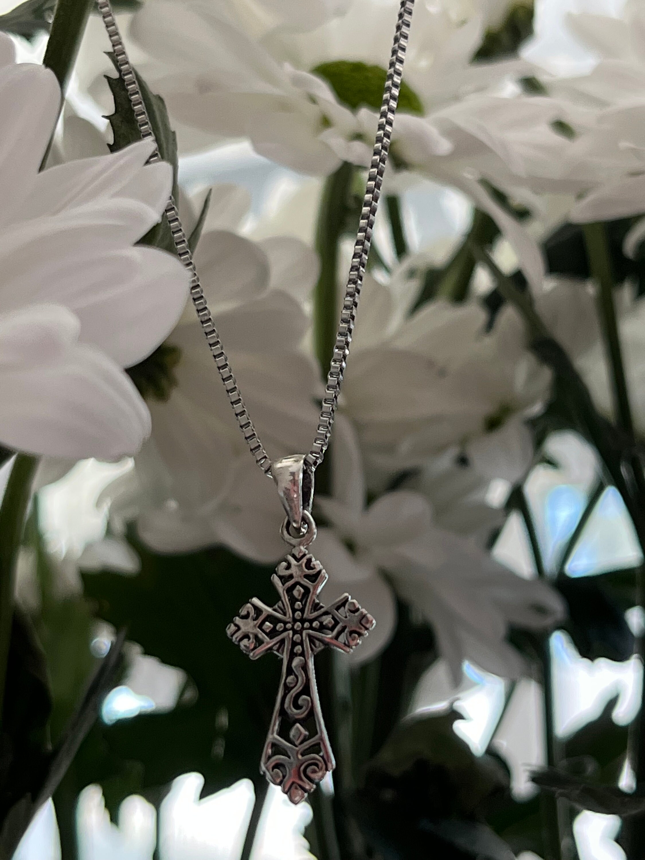 Sterling Silver Victorian Filigree Cross Pendant Necklace - Etsy