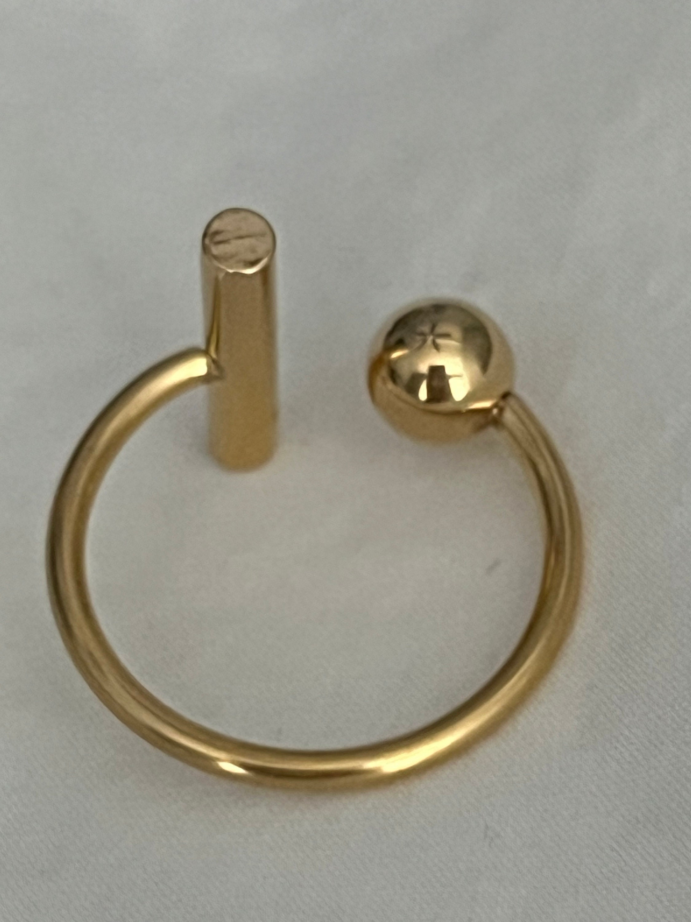 Geometric Stainless Steel Ring: Gold Bar & Ball Design - Etsy