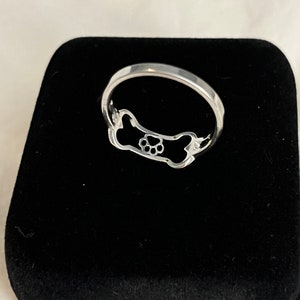 Dog Paw Print Ring: Stainless Steel Bone Shape Ring - Etsy