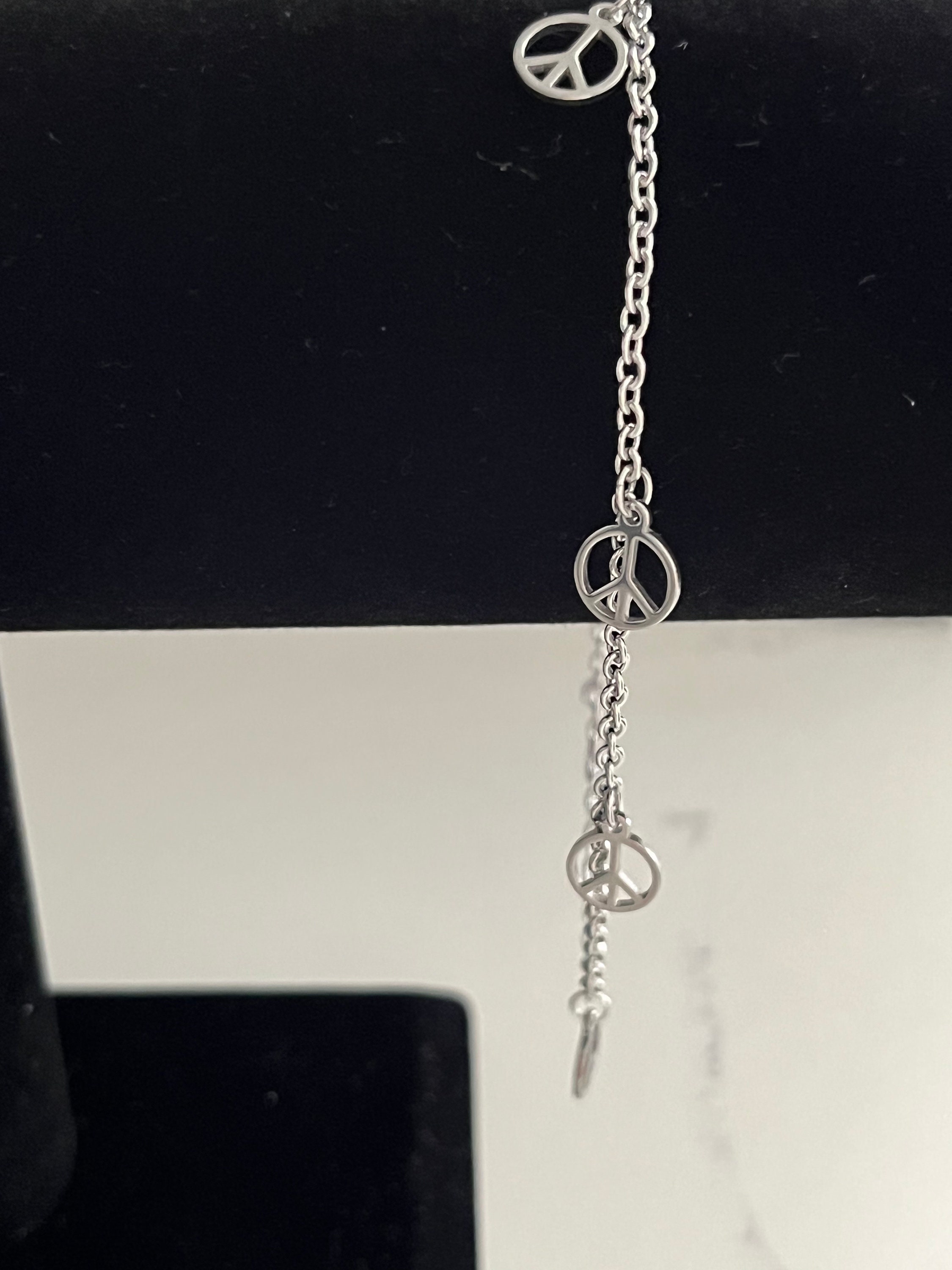 Stainless Steel Anklet With Peace Signs Adjustable Anklet - Etsy