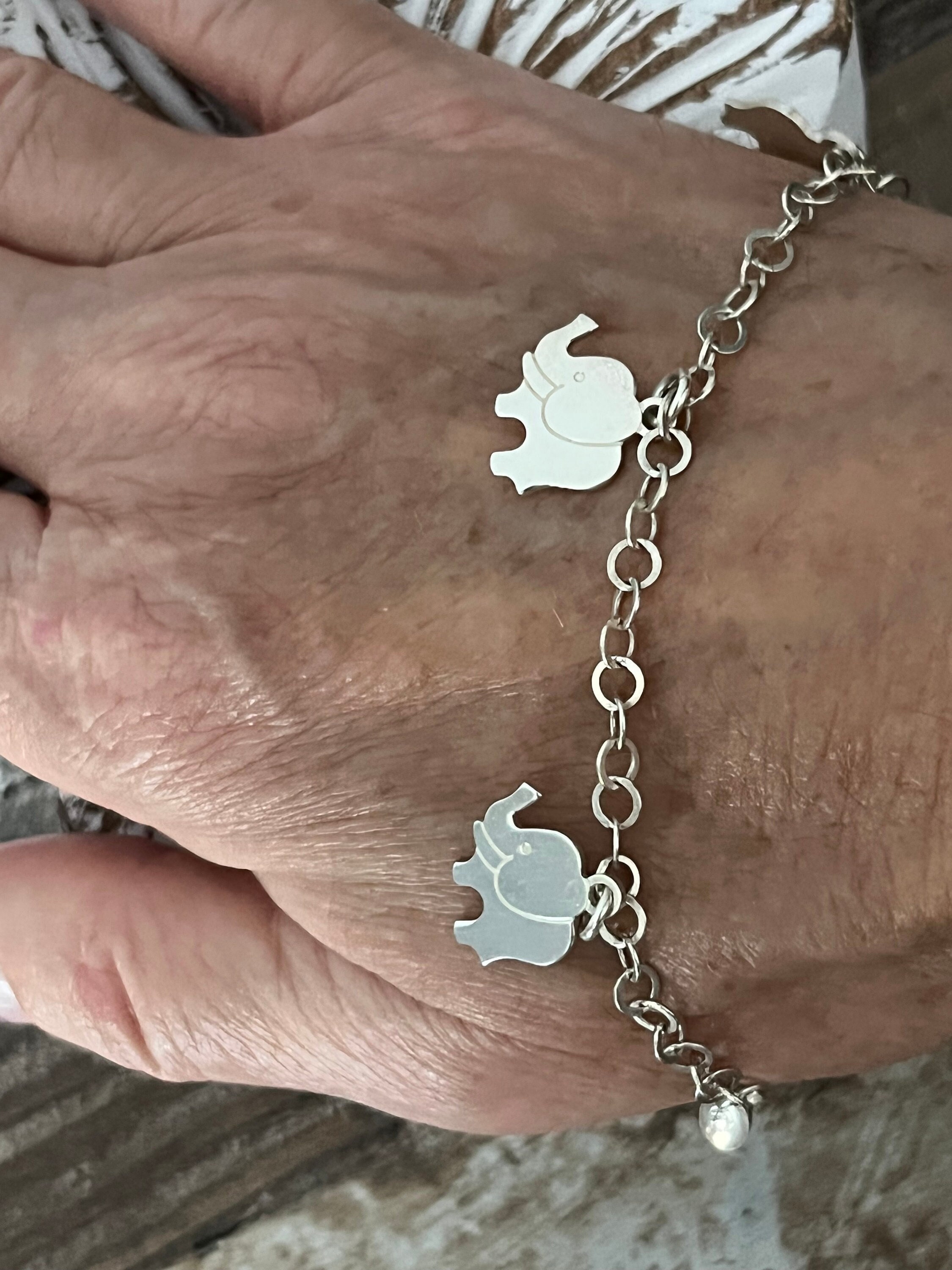 Sterling Silver Elephant Charm Bracelet: Good Luck Jewelry - Etsy