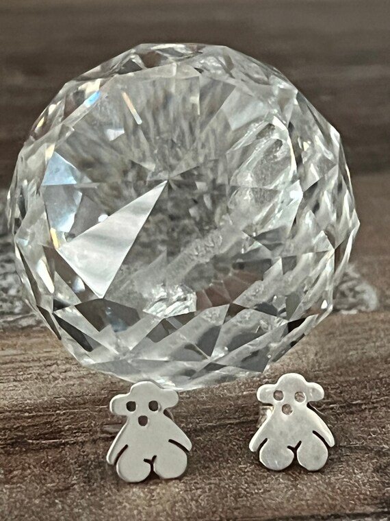 Bear Tiny Earrings, 950 Sterling Silver Teddy Bear Ea… - Gem