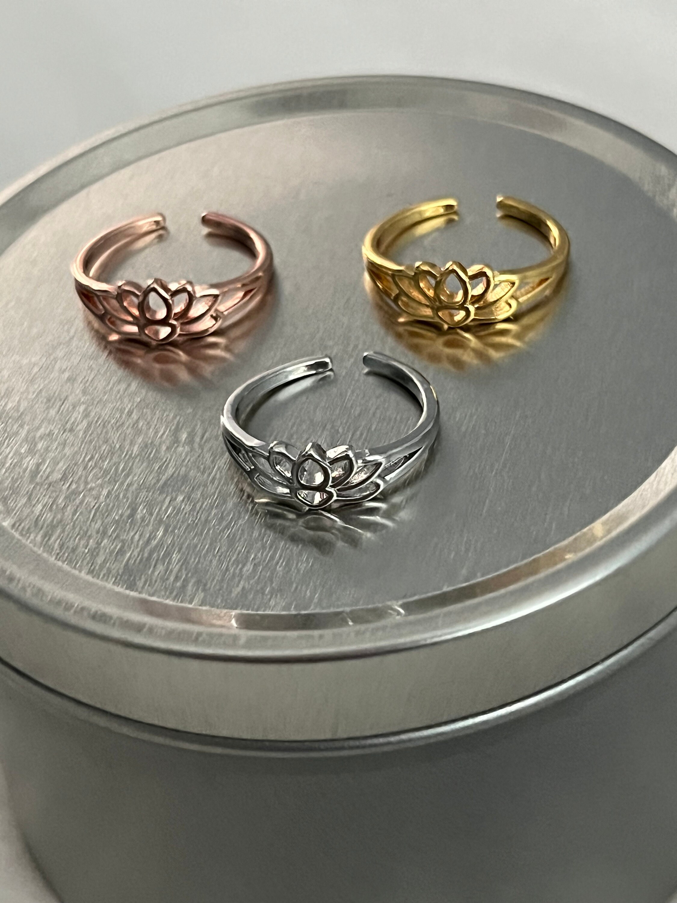 Elegant Style Stainless Steel Foot Ring, Hollow Lotus Adjustable Open ...